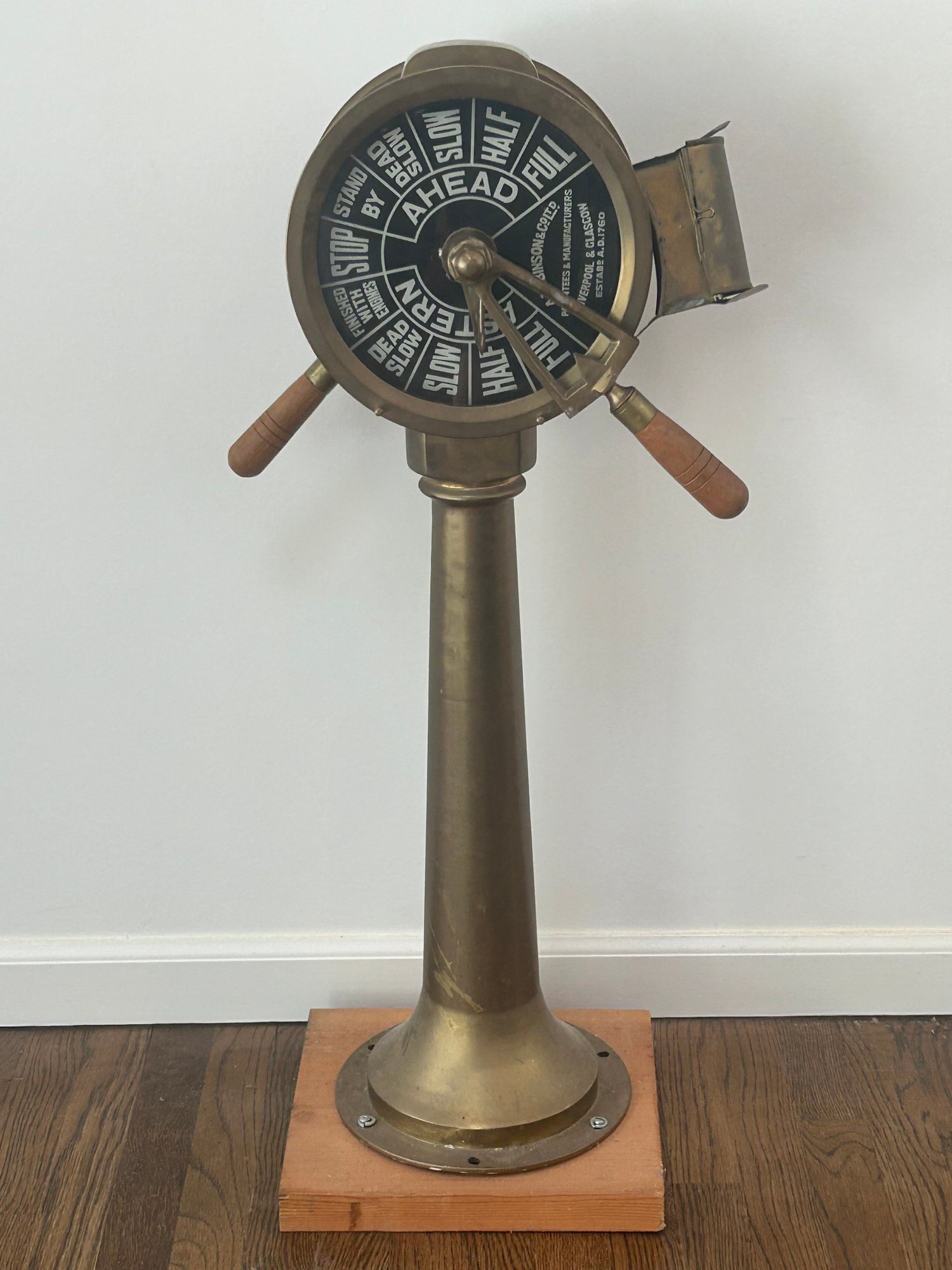36"ht Ship Telegraph Chadburn On Wood Base #17394 | Auctionninja.com