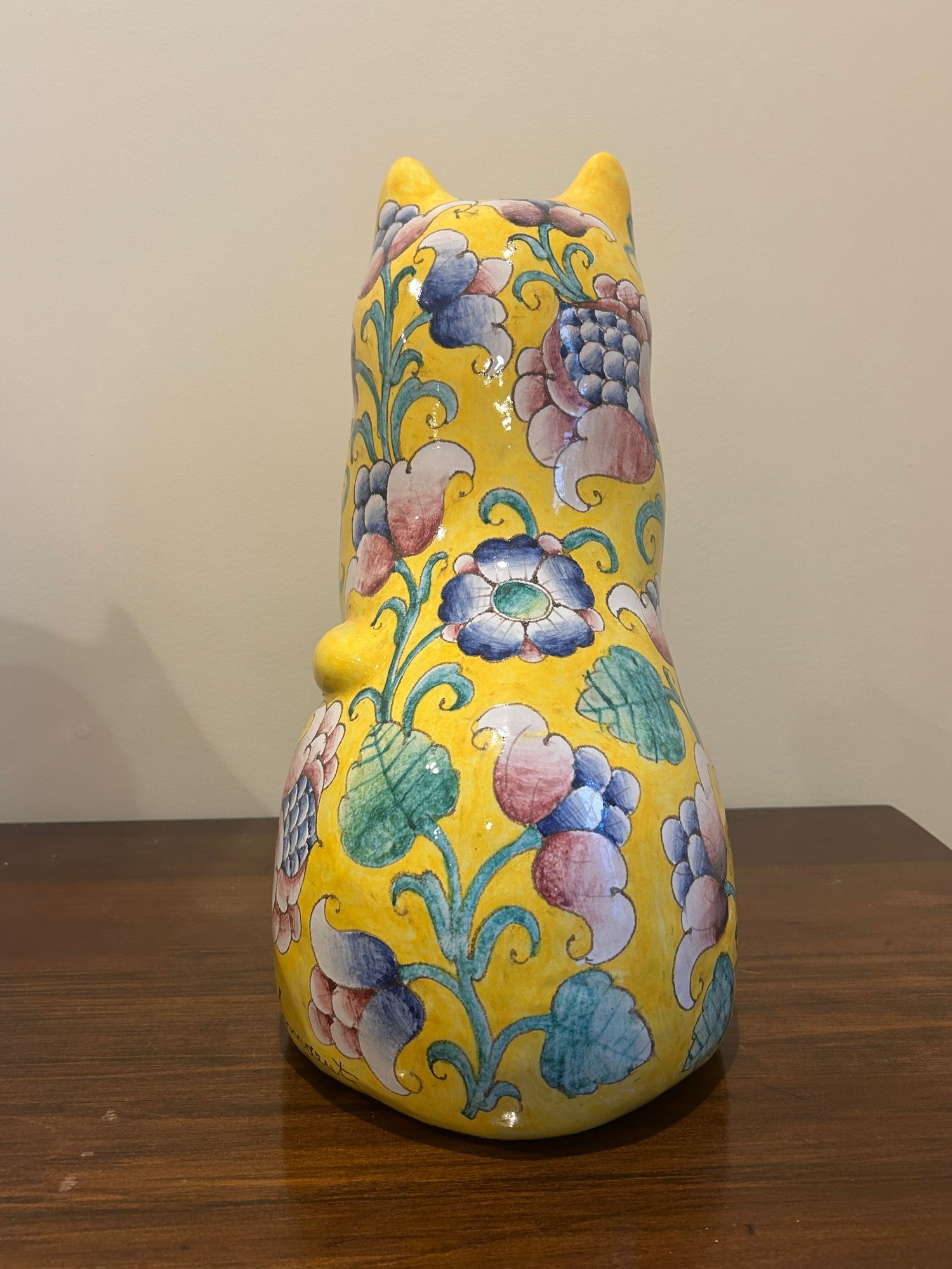 Pair Of Signed Romano Innocenti Italian Maiolica Glazed Terra Cotta Cat ...