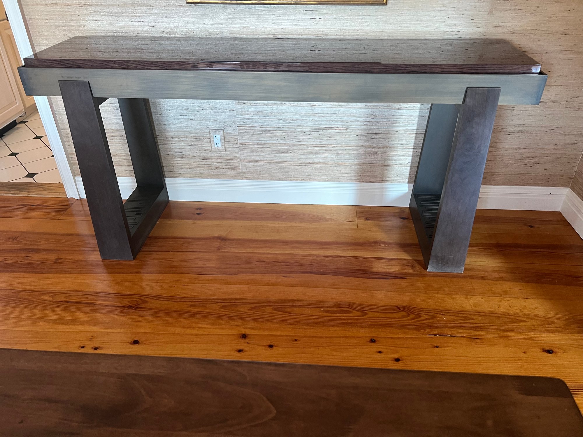 Bridge Console Table By FBC London High Gloss Oak Finish With Antique ...