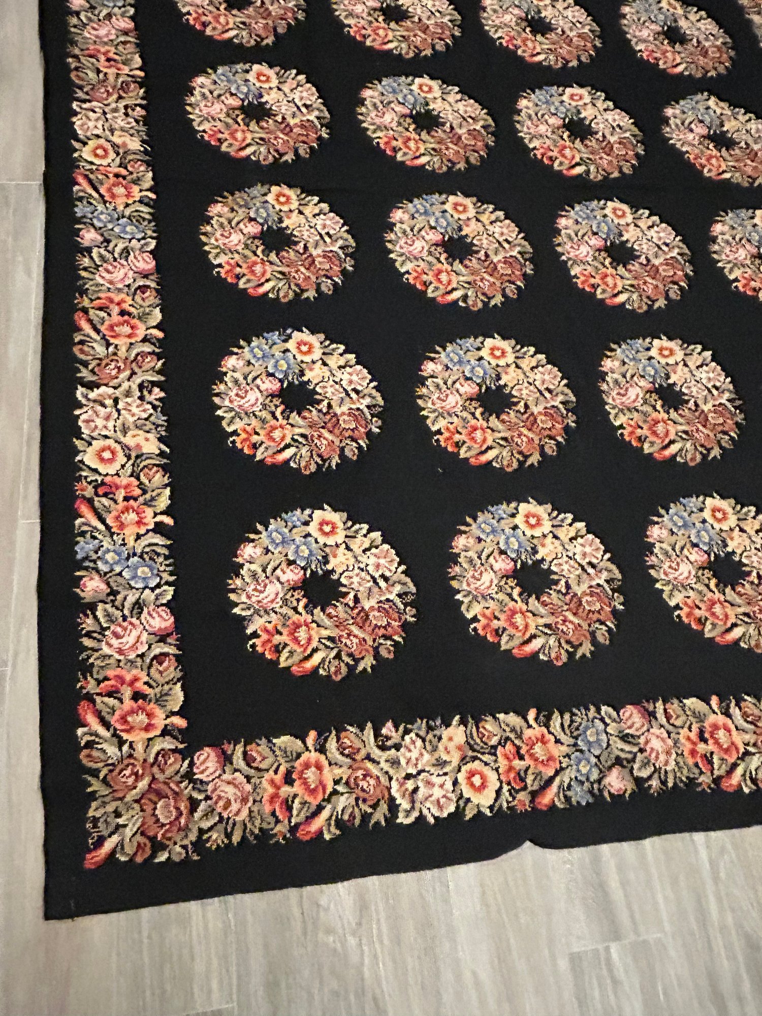 Vintage 8x6 Needlepoint Area Rug With Floral Pattern #22497 ...