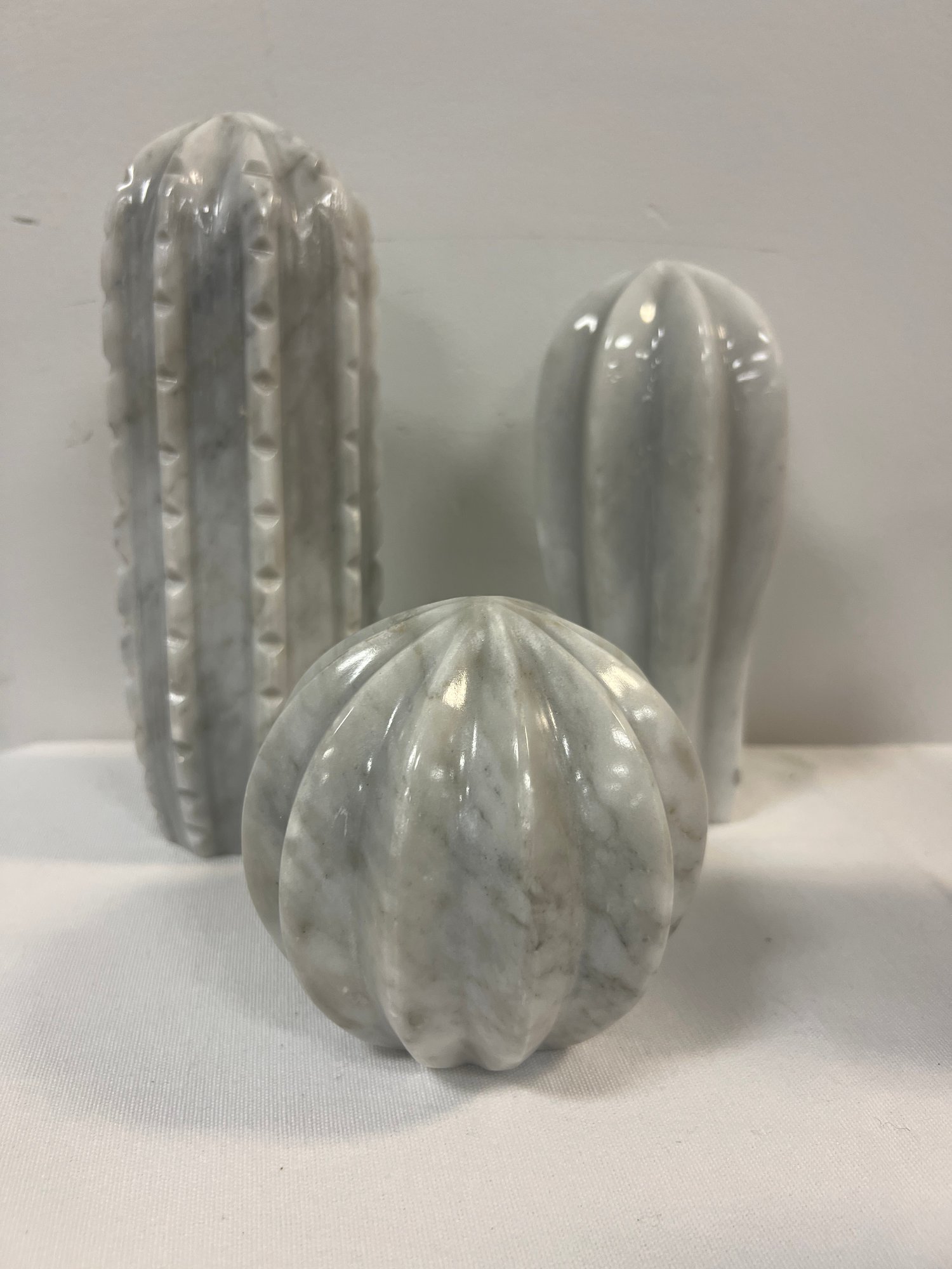 WHITE MARBLE CACTUS SET #6299 | Auctionninja.com