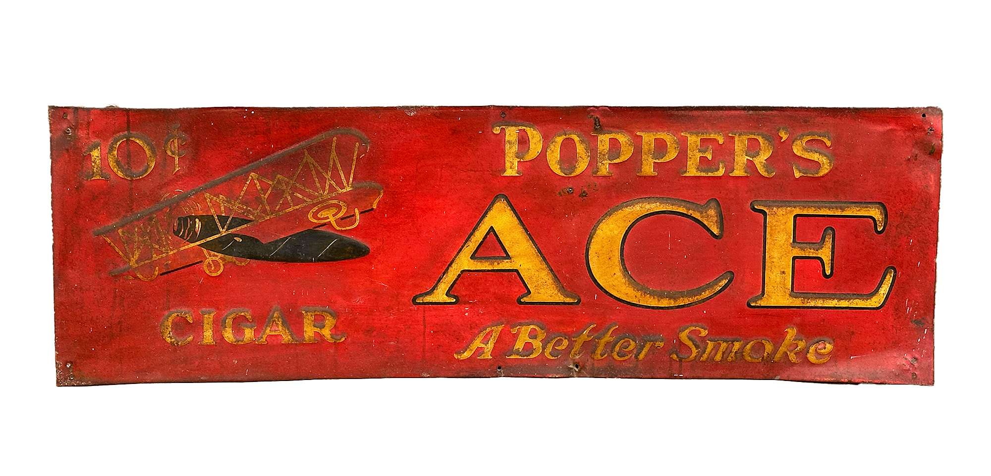 Rare 1920s Ace Popper's 10-cent Cigar Single-sided Embossed Tin ...