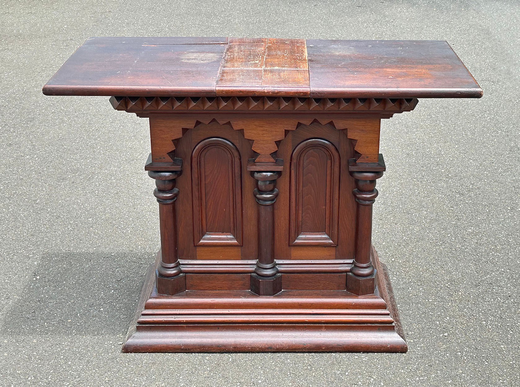 Vintage Church Gothic Mahogany Podium / Altar - Table Conversion #20388 ...