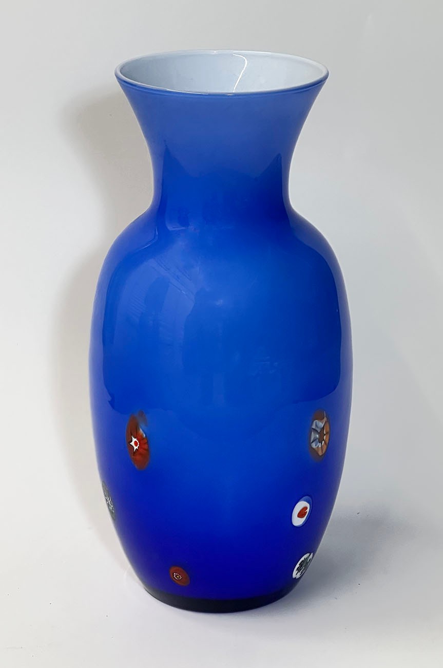 Vintage Mid-Century Modern Murano Italian Art Glass Cobolt Millefiori ...