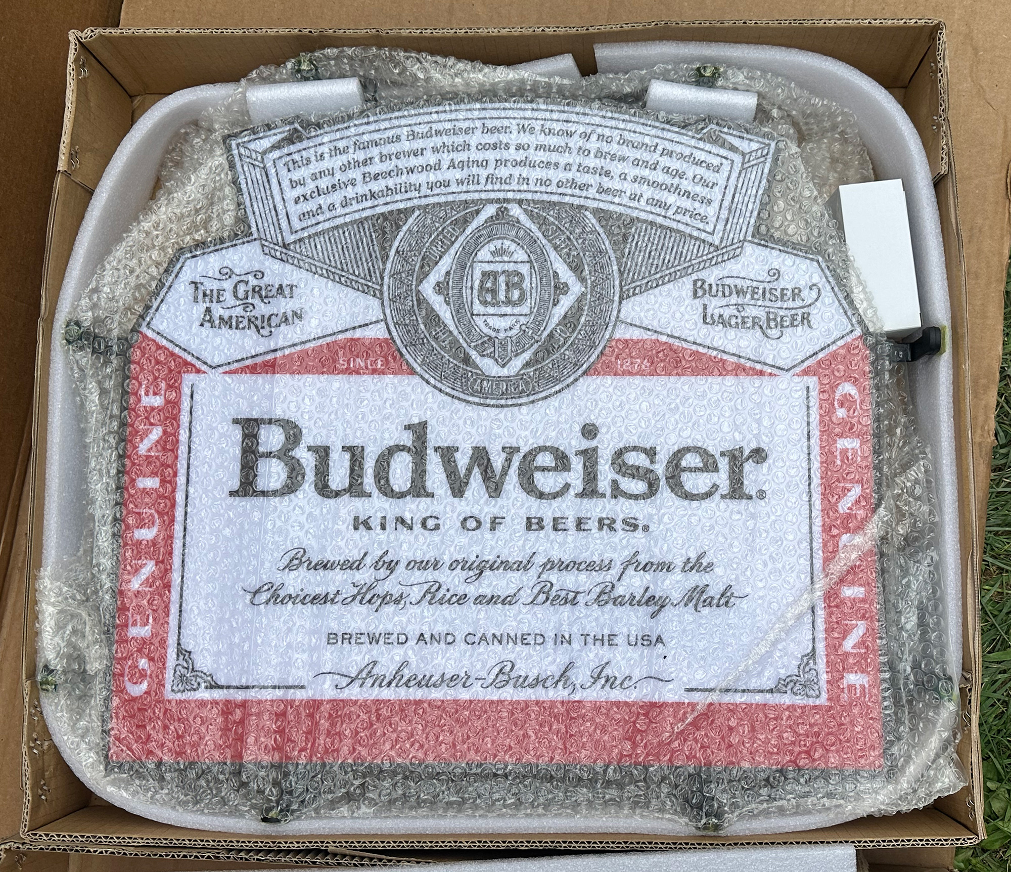 Budweiser Beer Lighted Sign / Display - 22" X 25" - New In Box #17353 ...