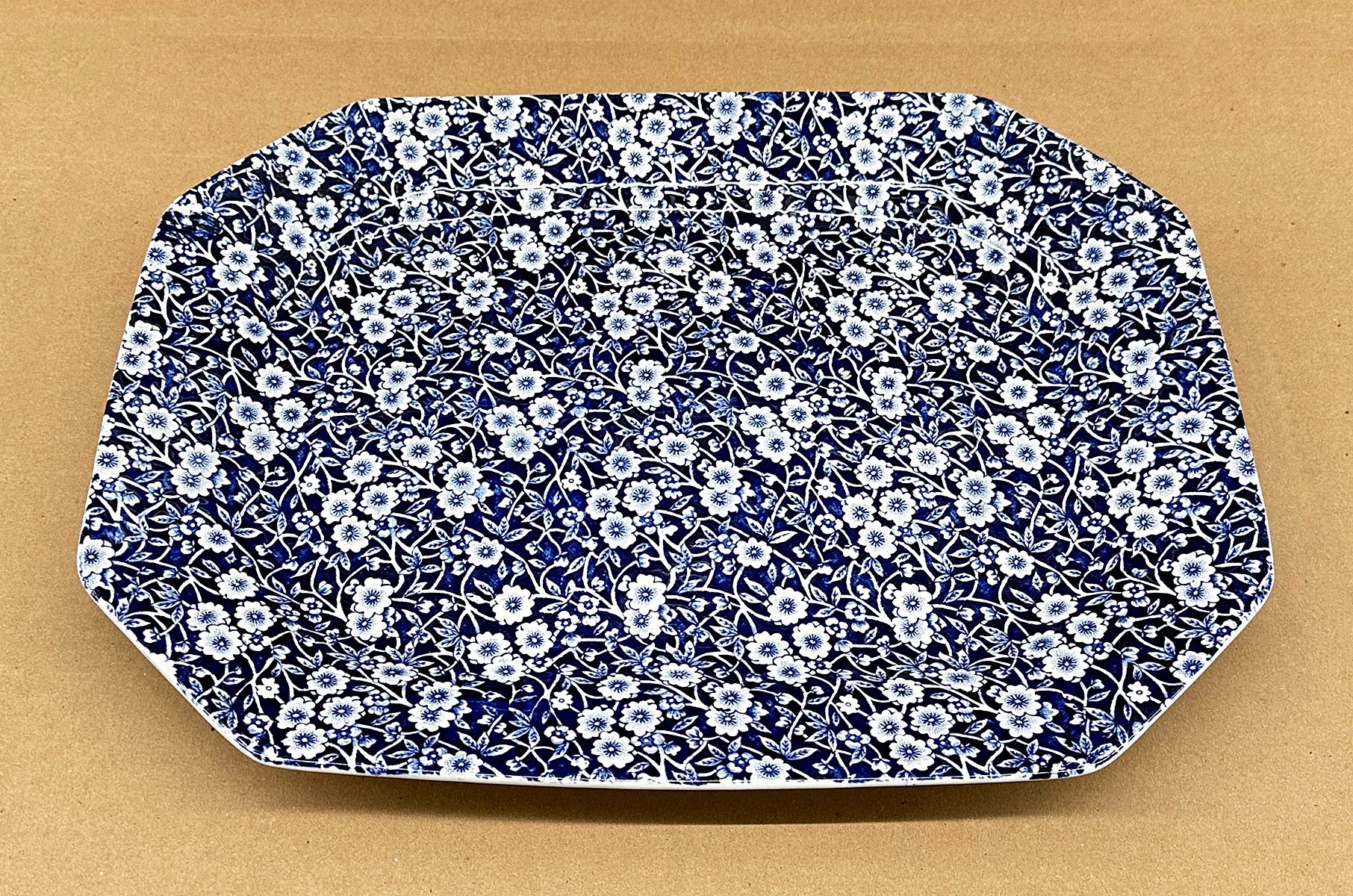Vintage Staffordshire Calico Blue China 15" Platter #21491 ...