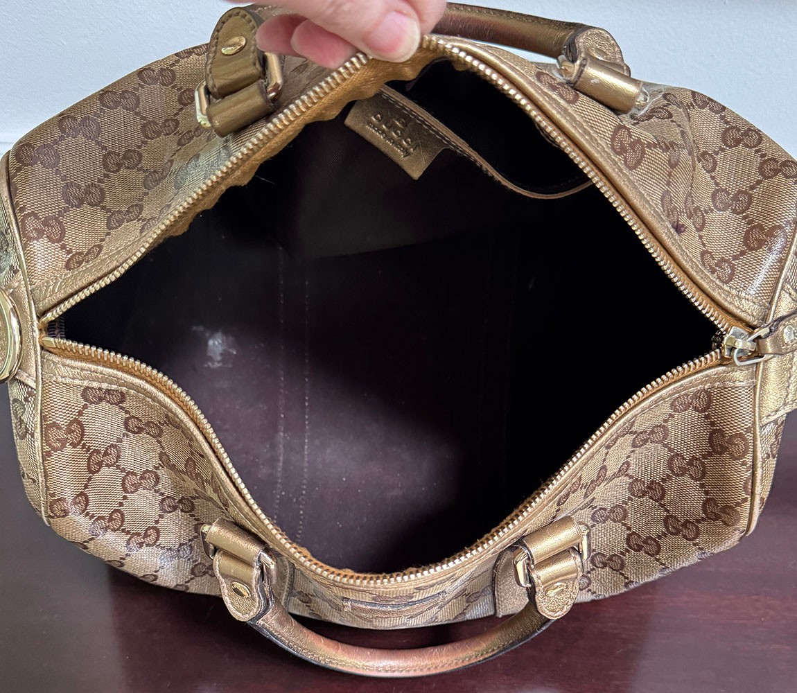 Gucci GG Plus Monogram Medium Joy Boston Gold Bag ($820) #20128 ...