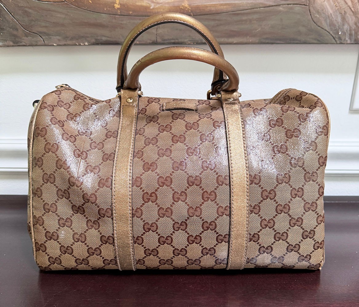 Gucci GG Plus Monogram Medium Joy Boston Gold Bag ($820) #20128 ...