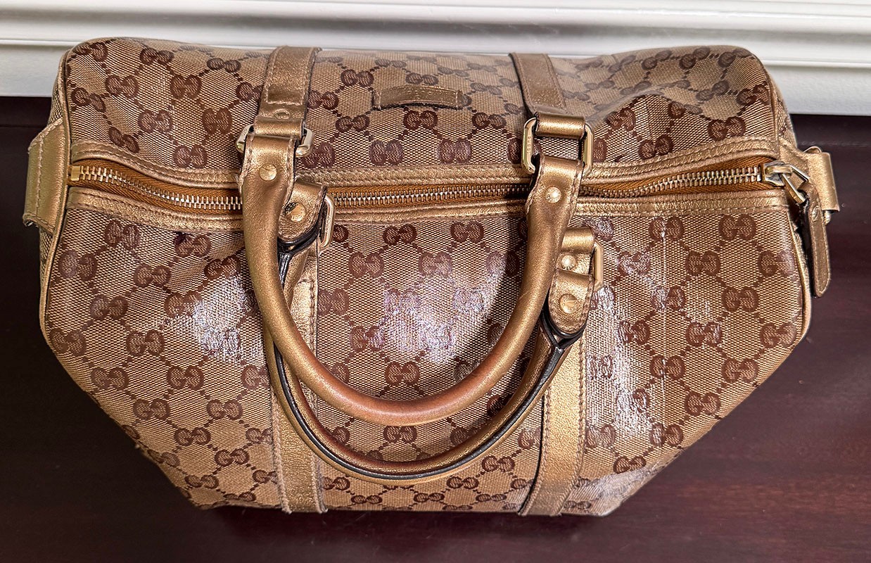 Gucci GG Plus Monogram Medium Joy Boston Gold Bag ($820) #20128 ...