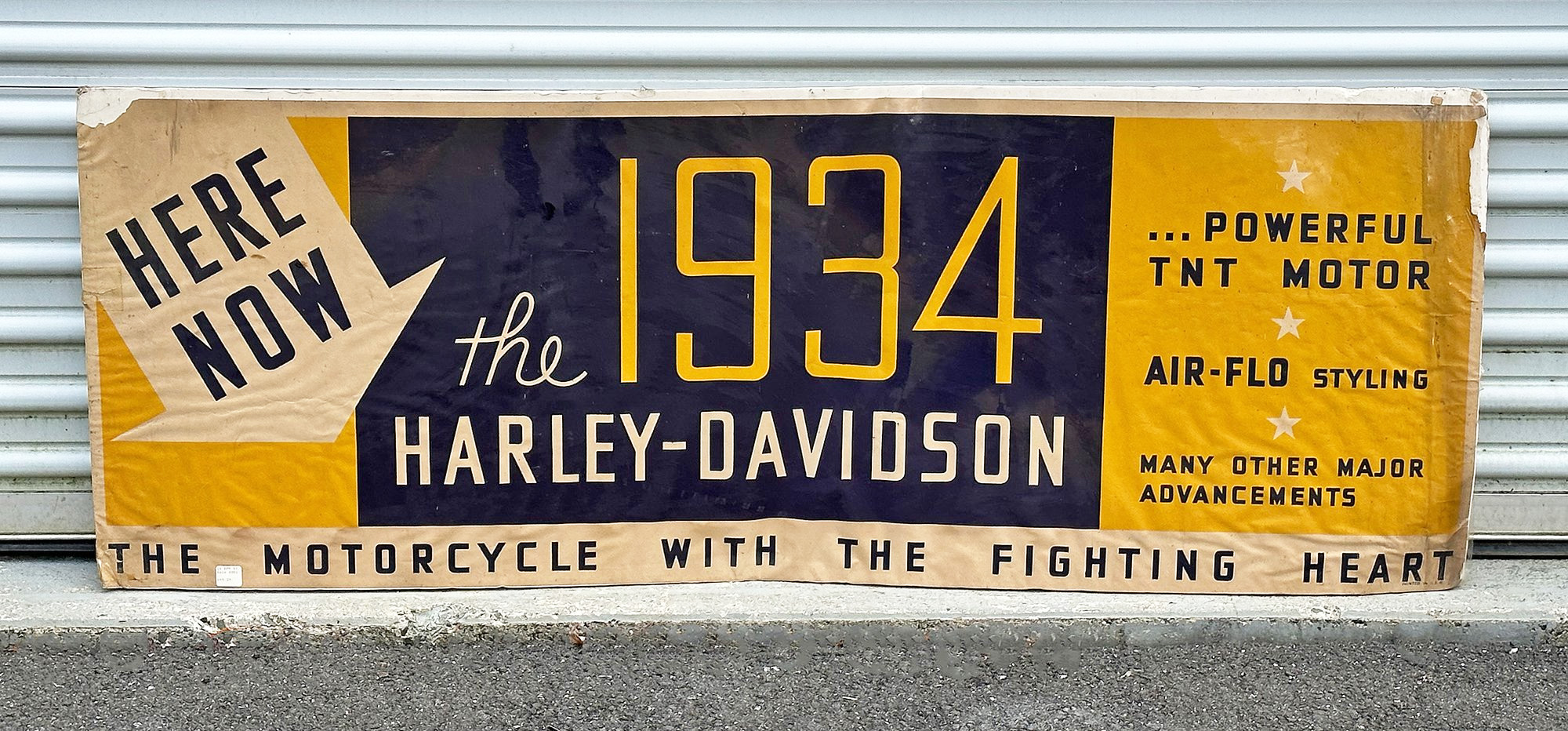 Original 1934 Harley Davidson Motorcycle Dealer Advertising Sign - 60 ...