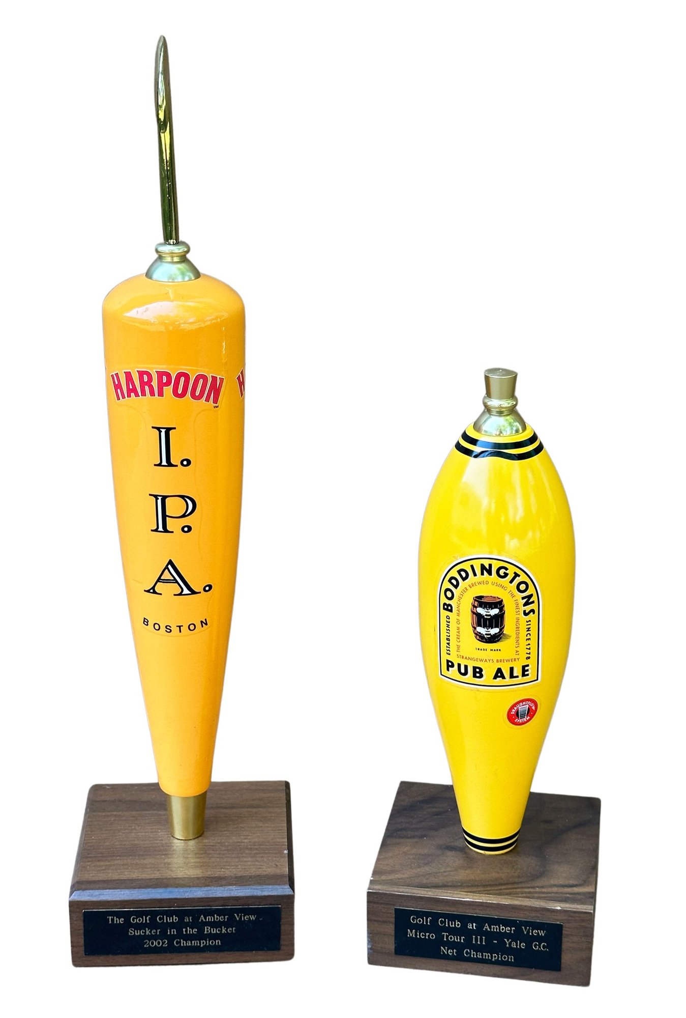 Pair Of Beer Tap Designed Golf Trophies - Harpoon & Boddington's #17194 ...
