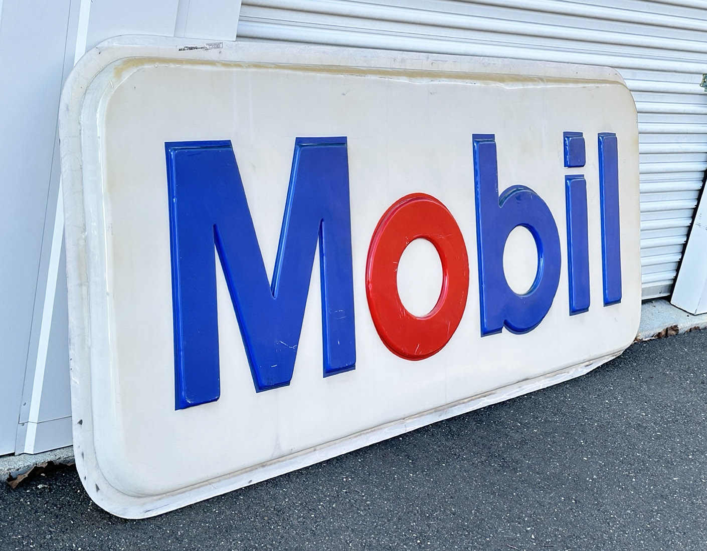 Large Vintage Mobil Oil Gas Station Lighted Sign Cover - 98" (8ft 2in ...