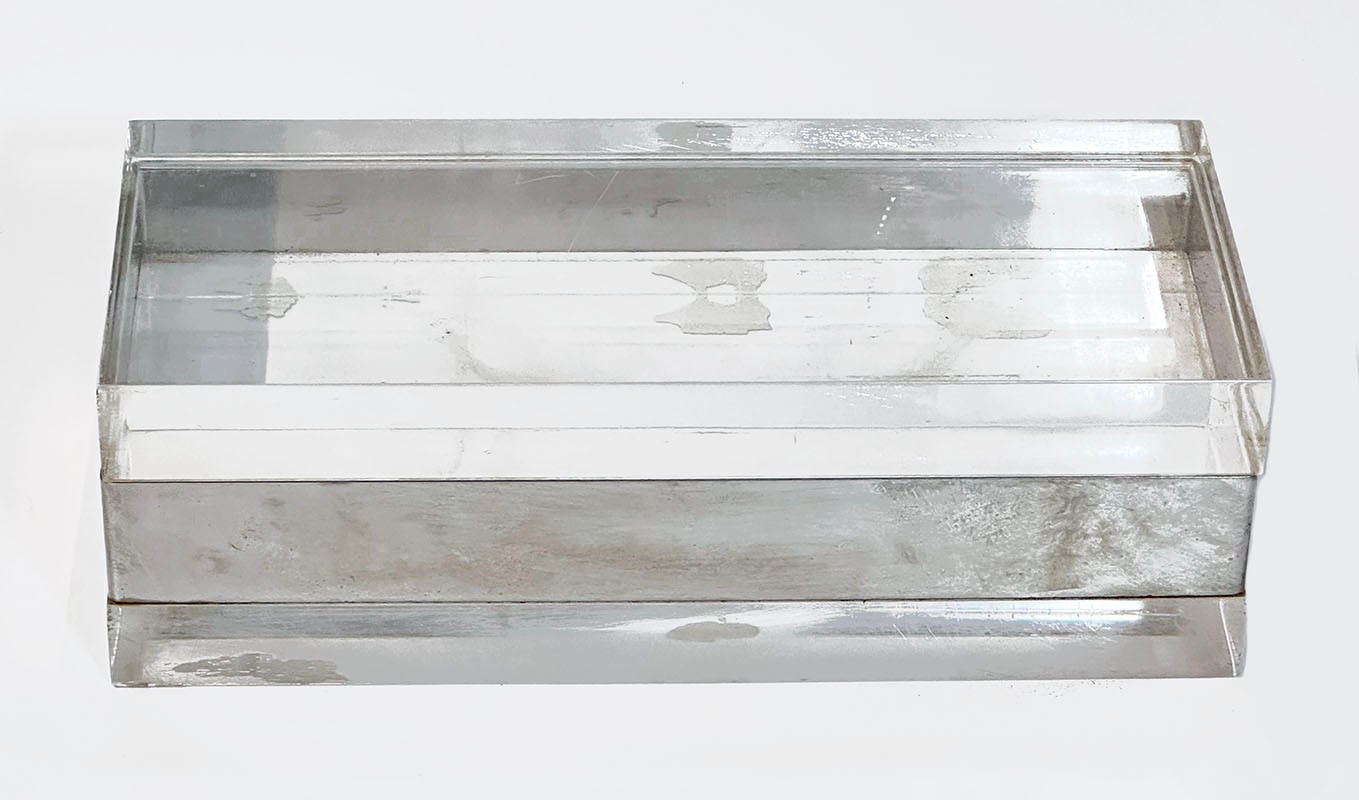 Vintage Modern 1970's Lucite And Silver Banded Tabletop Storage Box ...