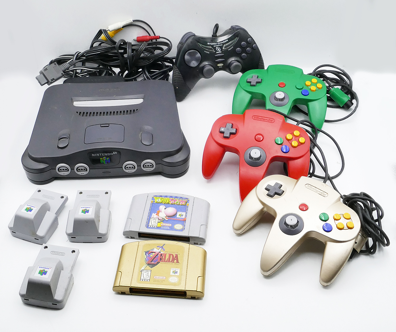 Vintage Nintendo 64 Video Game System, 4 Controllers, And 2 Games ...