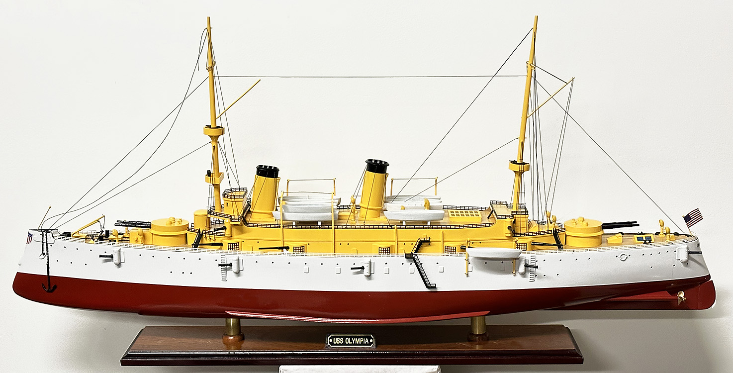 USS Olympia Battle Cruiser Hand-Made Wooden Ship Model - 37" Long ...
