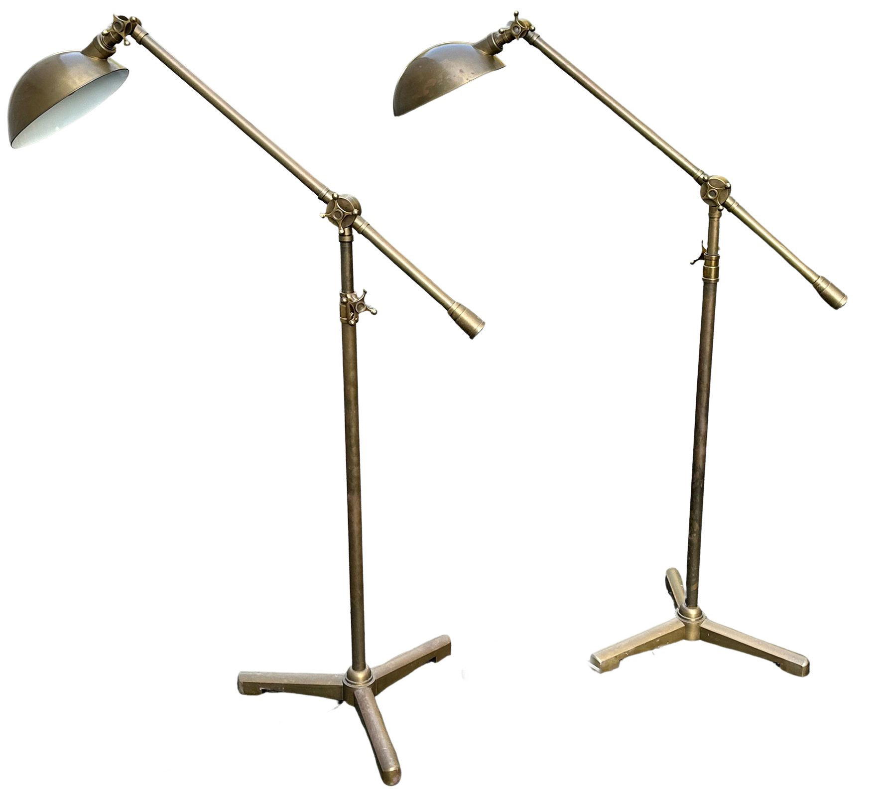 Pair Of Restoration Hardware Brass Boom Arm Floor Lamps - Original Cost ...