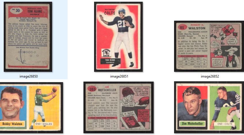 3-CARD VINTAGE STAR NFL LOT: 1950 BOWMAN TOM KEAnE, 1957 BOBBY WALSTON ...
