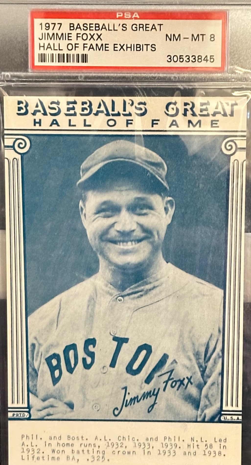 1977 BASEBALL'S GREAT JIMMIE FOXX - HALL OF FAME EXHIBITS PSA 8! #37423 ...