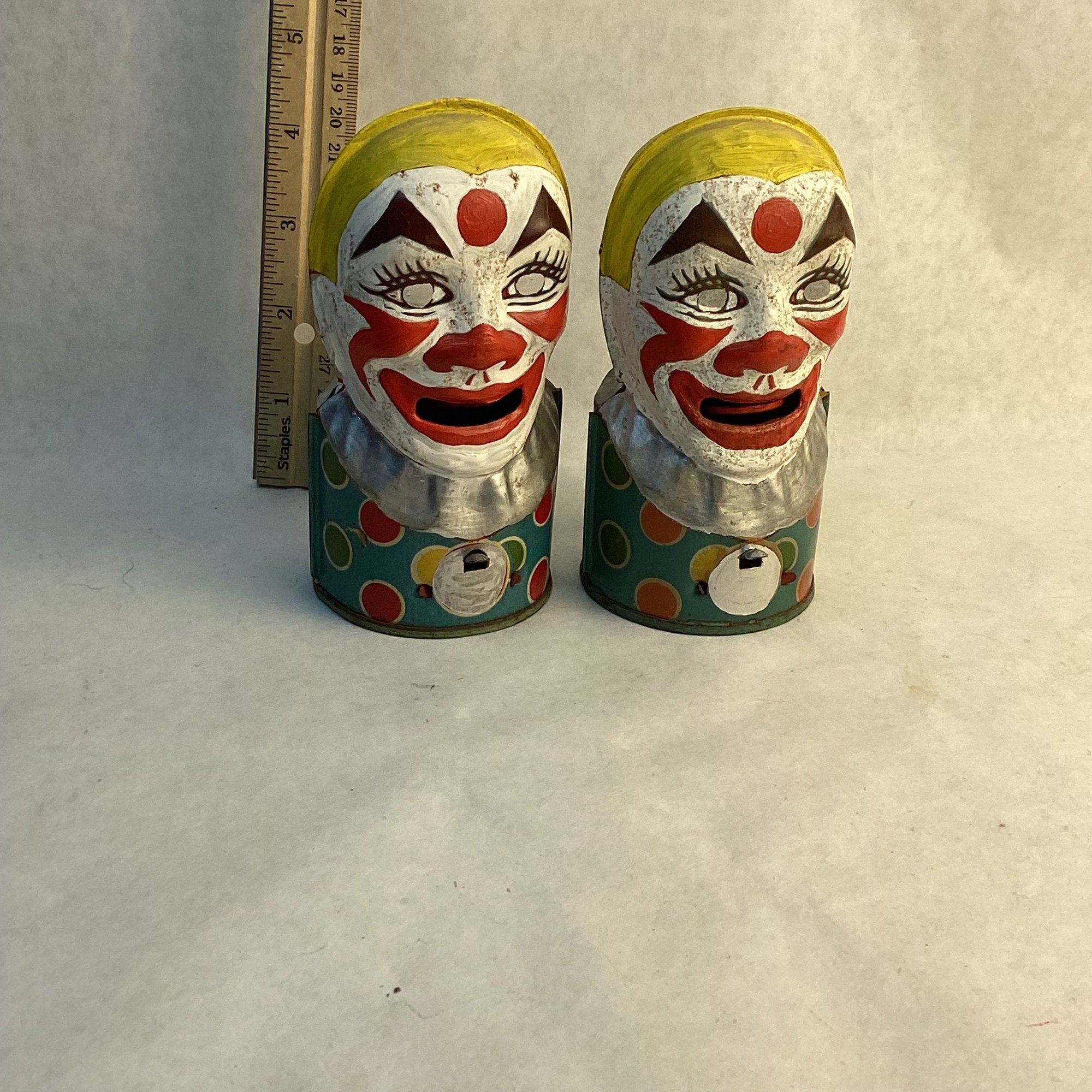 Pair Antique Tin Lithograph Clown Coin Banks, Chein #4770 ...