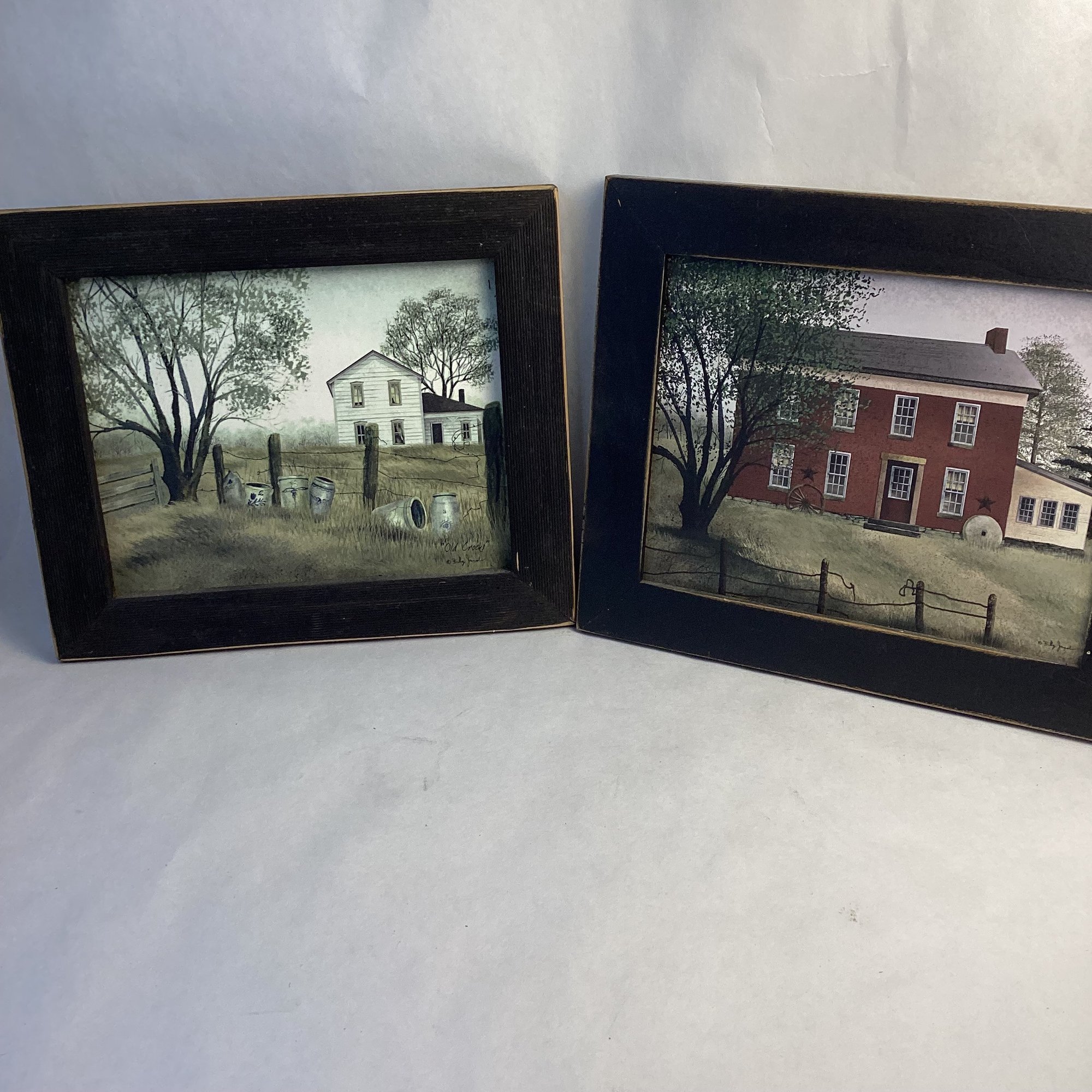 2 Country Scene Prints On Board, Same Artist, Primitive, Homestead ...