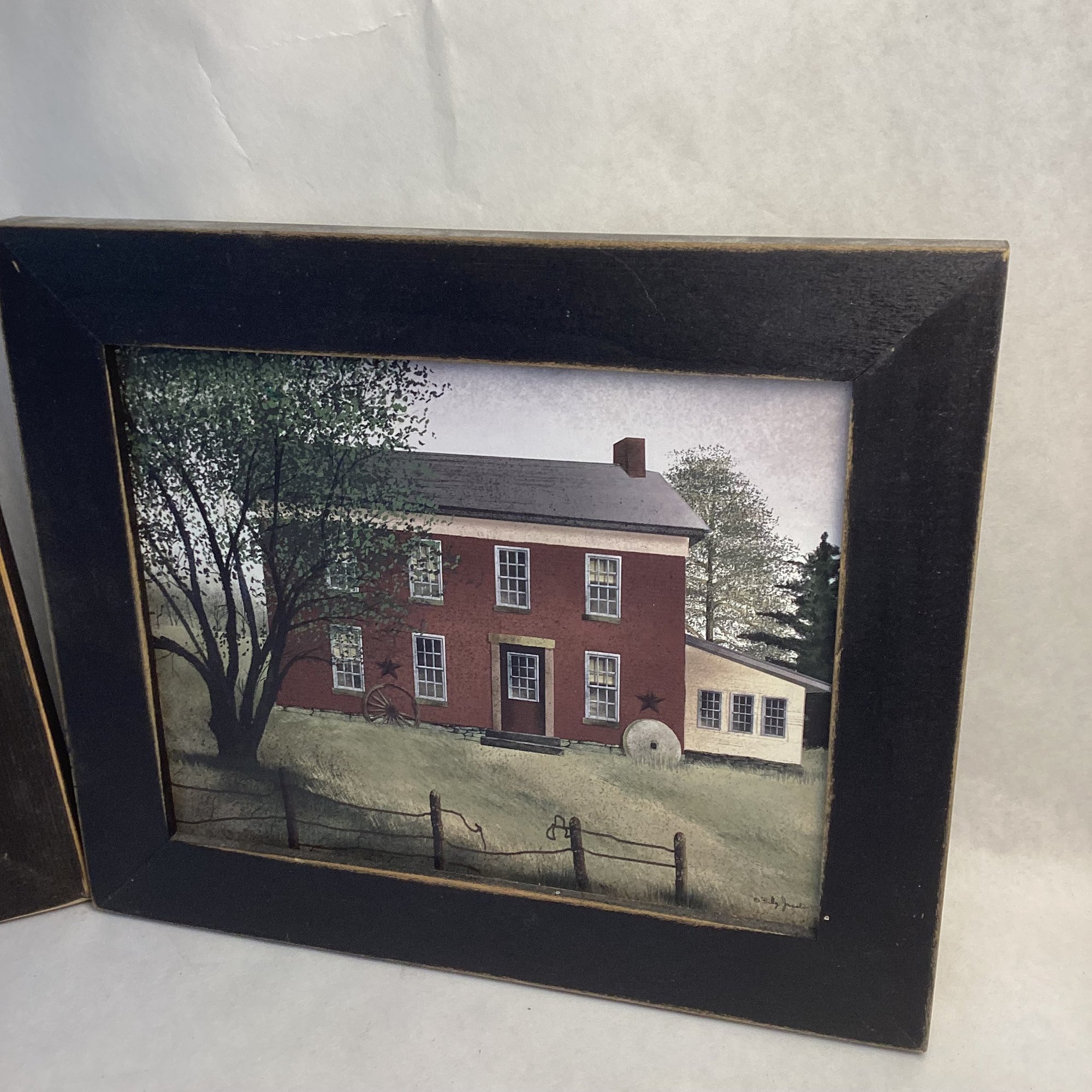 2 Country Scene Prints On Board, Same Artist, Primitive, Homestead ...