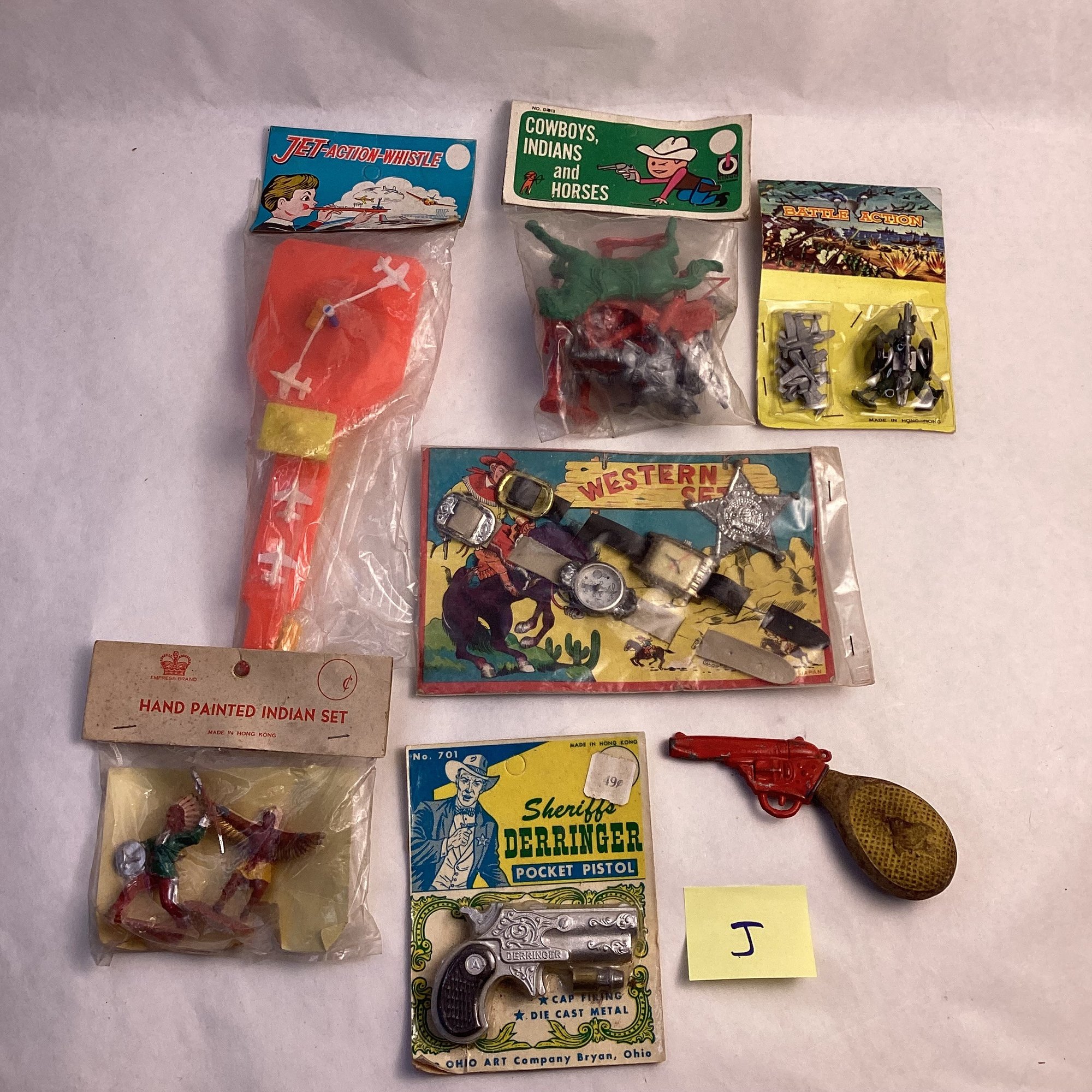 Vintage Dime Store/Novelty, LOT J, Cap Gun, Western Set, Plastic Soldiers, Etc., NOS #6331 ...