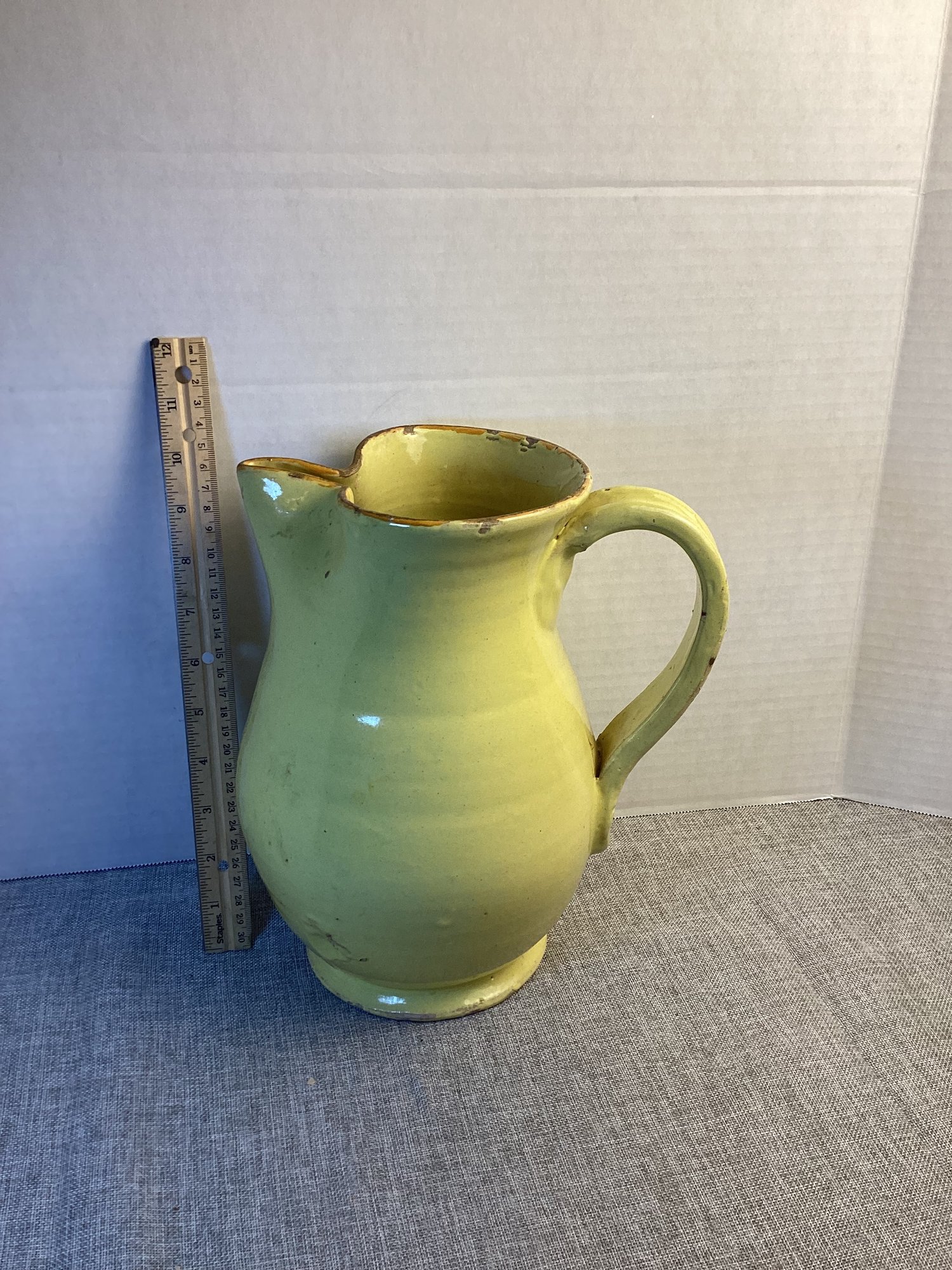 Vintage Pale Yellow Ceramic Pitcher Made In Italy, NO SHIPPING #4019 ...