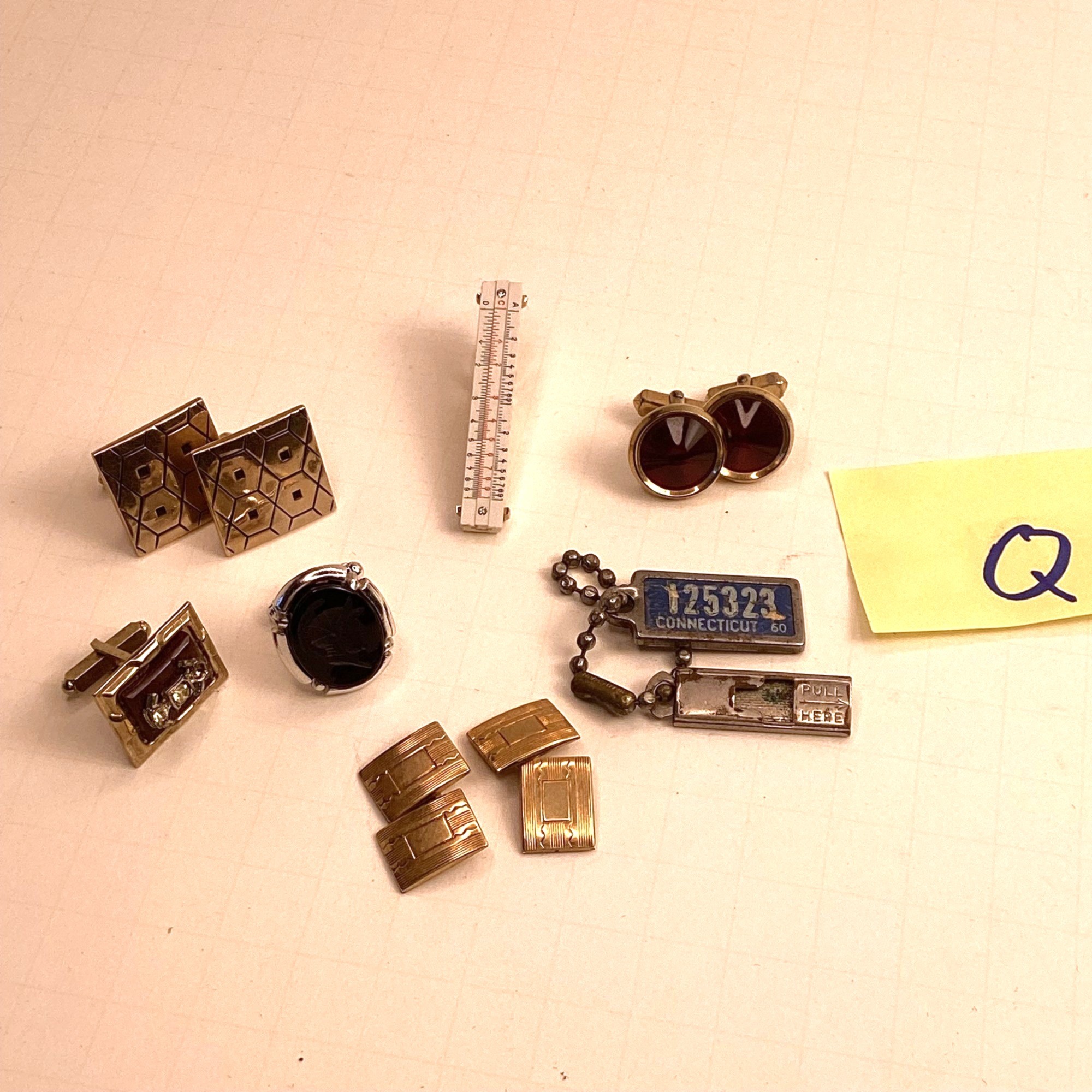 Vintage Costume Jewelry, LOT Q, Mens, Cufflinks, DAV Key Fob, Etc #6937 ...