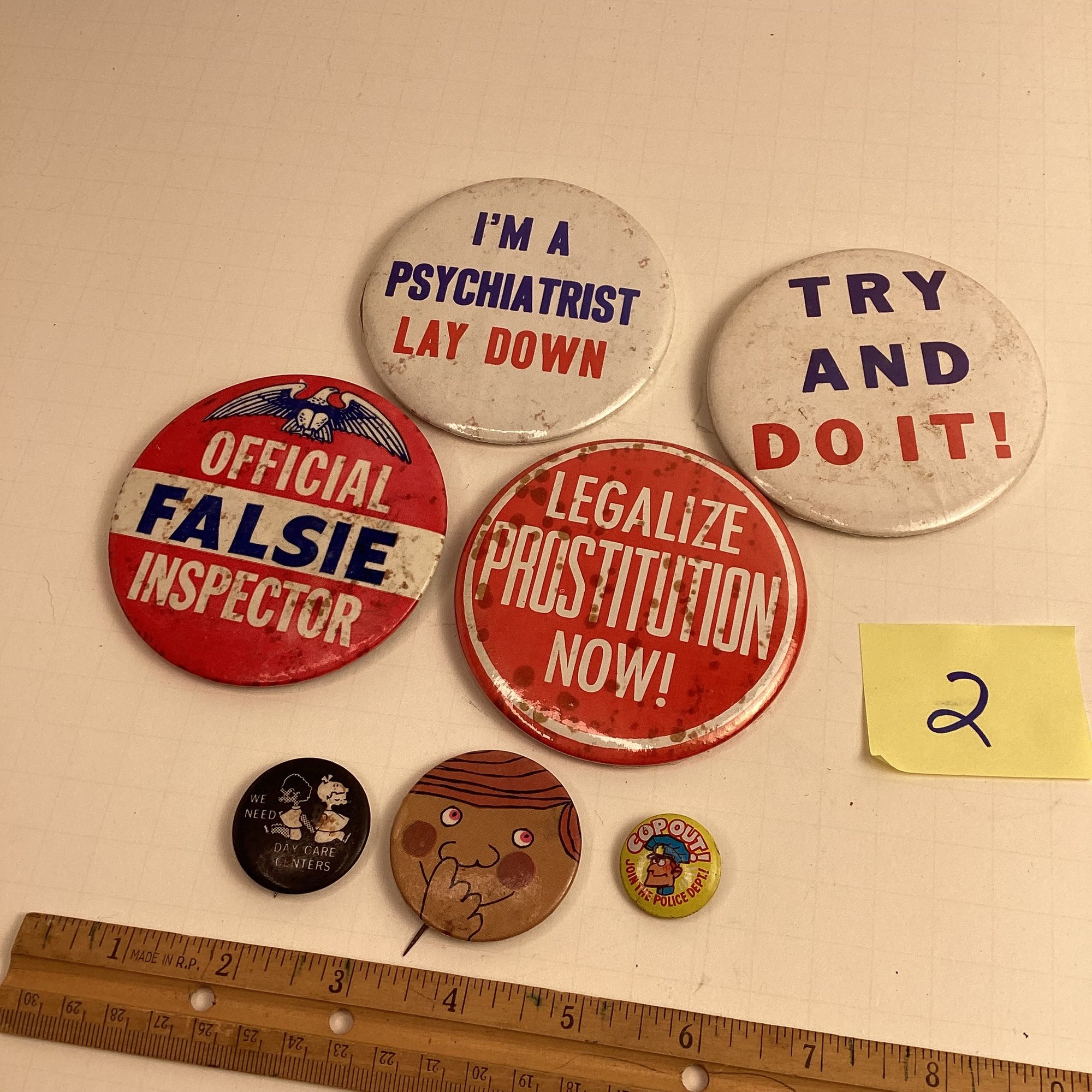LOT 2 Smalls Lot, 1960s And 1970s Pop Culture Pinback Buttons, 3 Inch ...