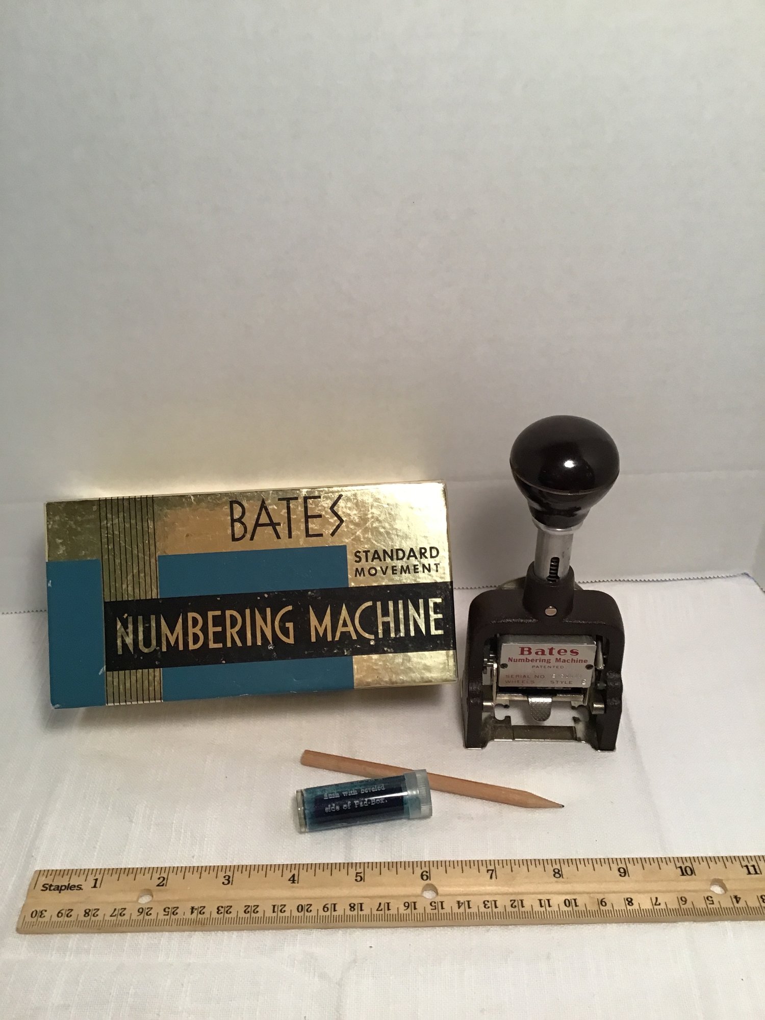 Vintage Bates Numbering Machine, Works, In Box #1896 | Auctionninja.com