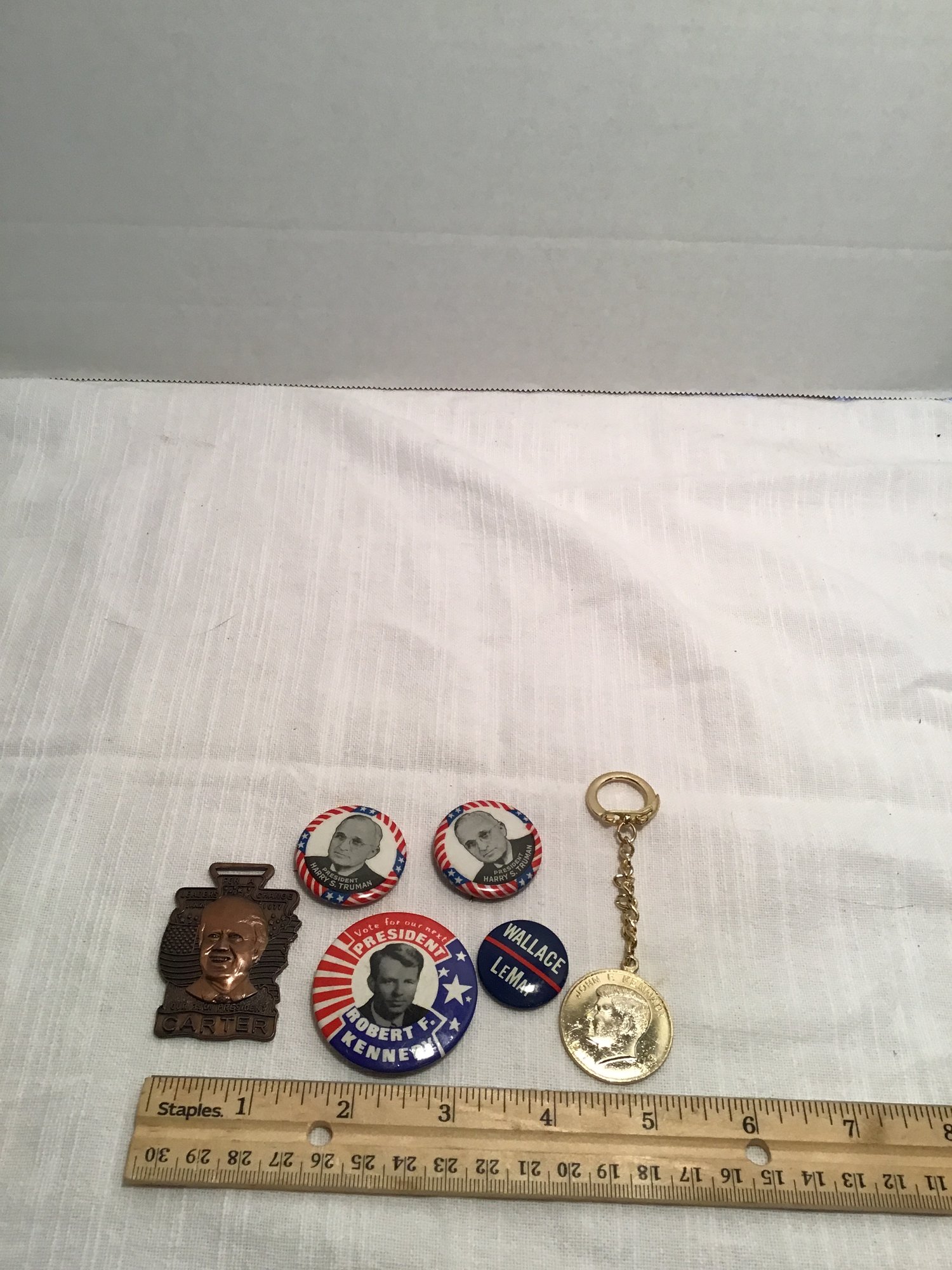 Vintage Political Lot, Pin Backs, Key Fobs, JFK, Carter, Truman ...