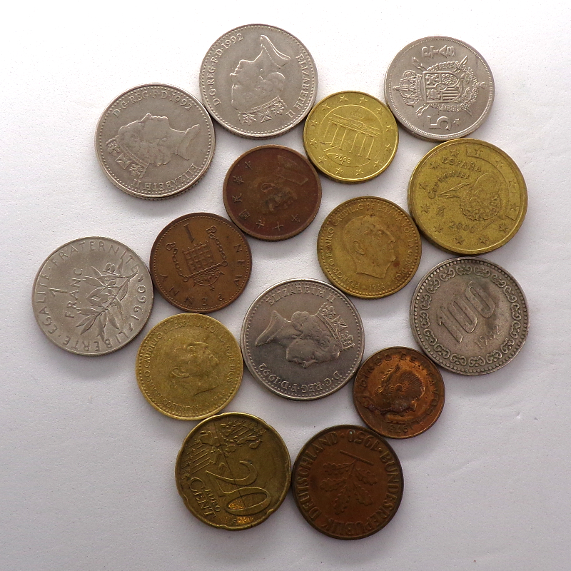 Lot Of 15 Foreign Coins, Tokens Etc. (See Pictures) #8208 ...