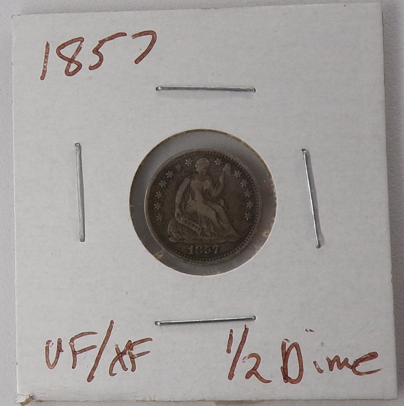 1857 Seated Liberty Silver Half Dime (Full Liberty) VF/XF Beautiful ...
