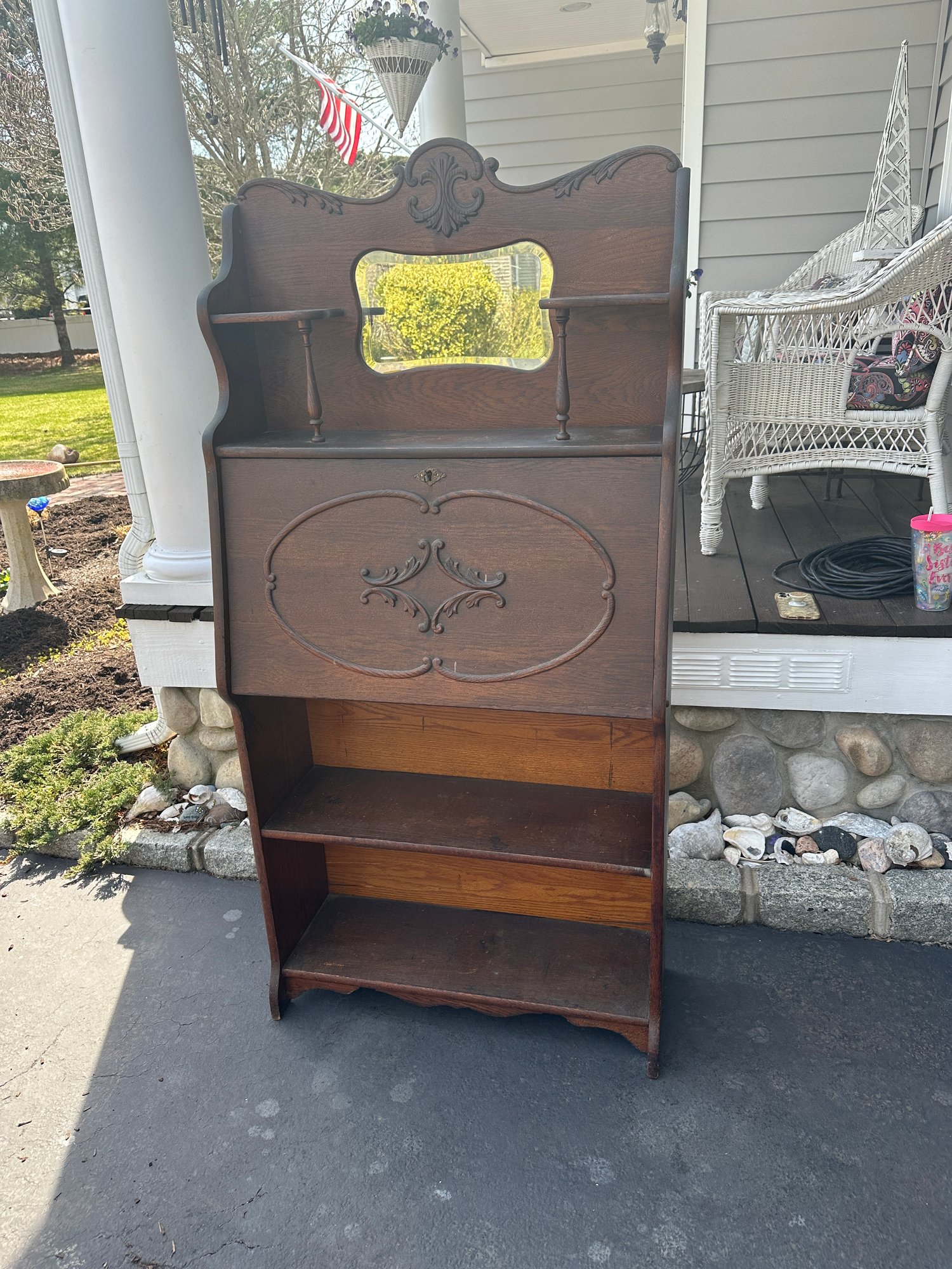 Antique Larkin Co. Victorian Oak Wood Drop Front Secretary Desk With ...