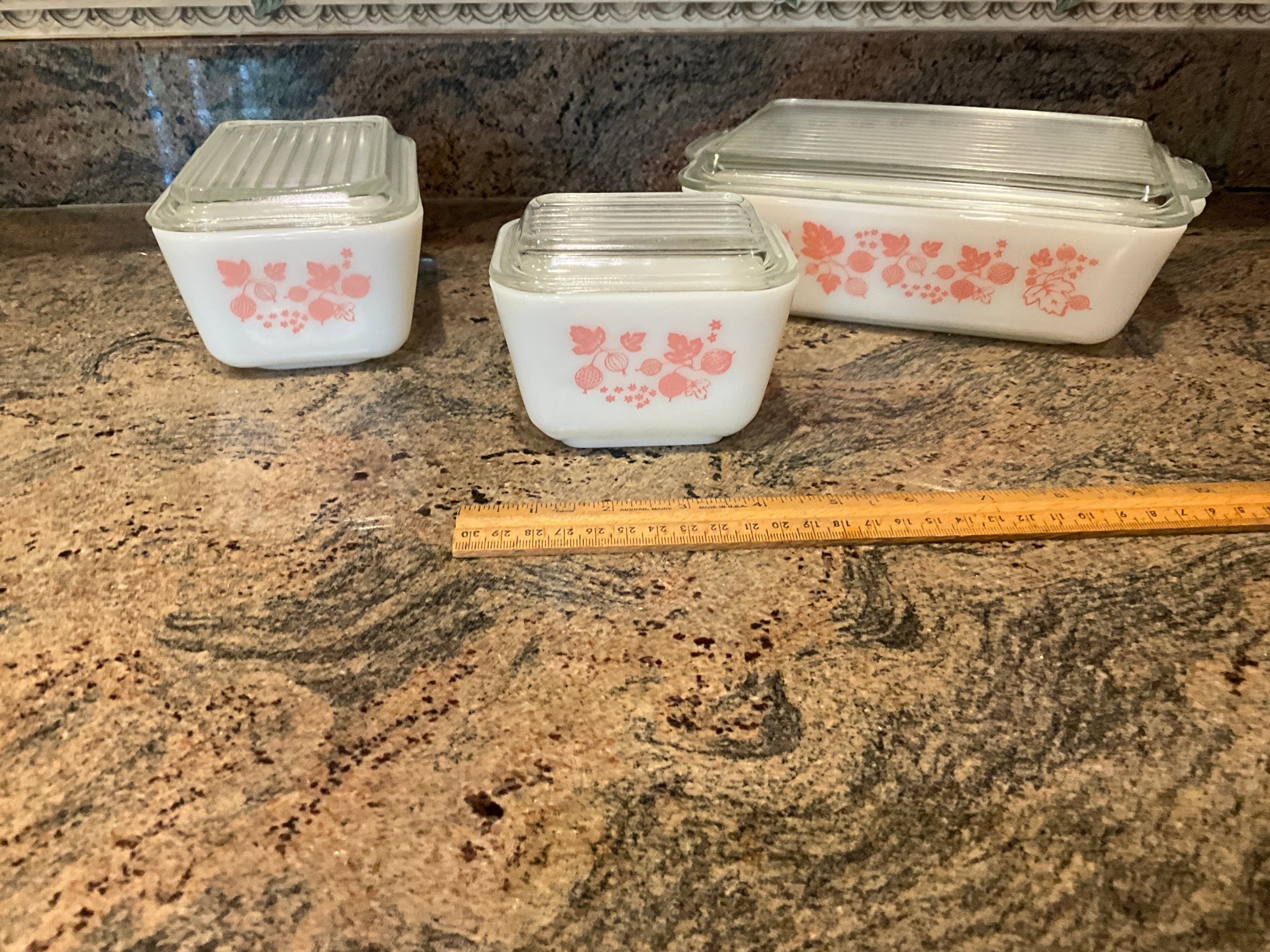 SET OF 3 PYREX PINK GOOSEBERRY REFRIGERATOR DISHES W/LIDS #37178 ...