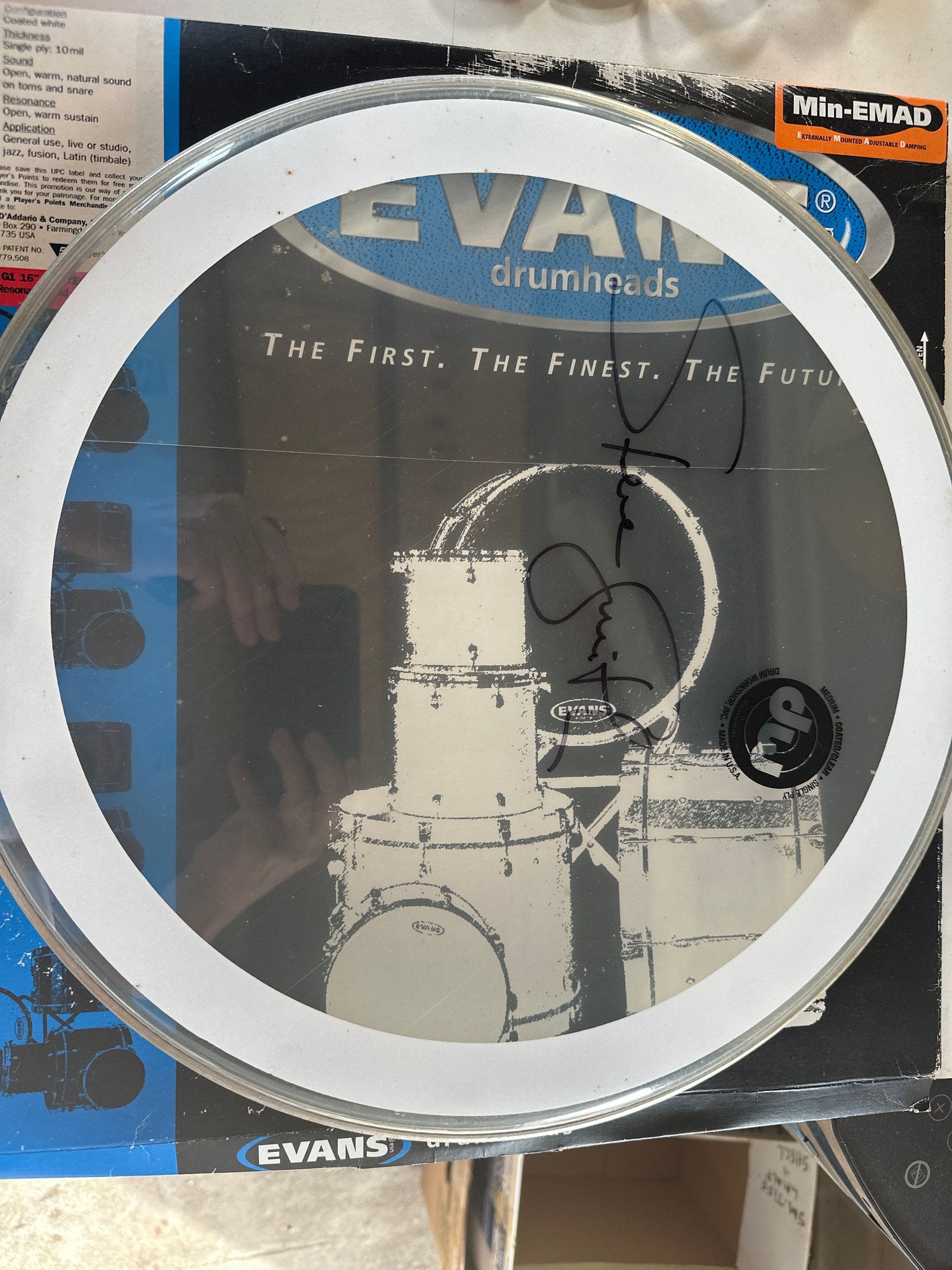 Steve Smith Signed Evans Drumhead, Journey Drummer #37390 ...