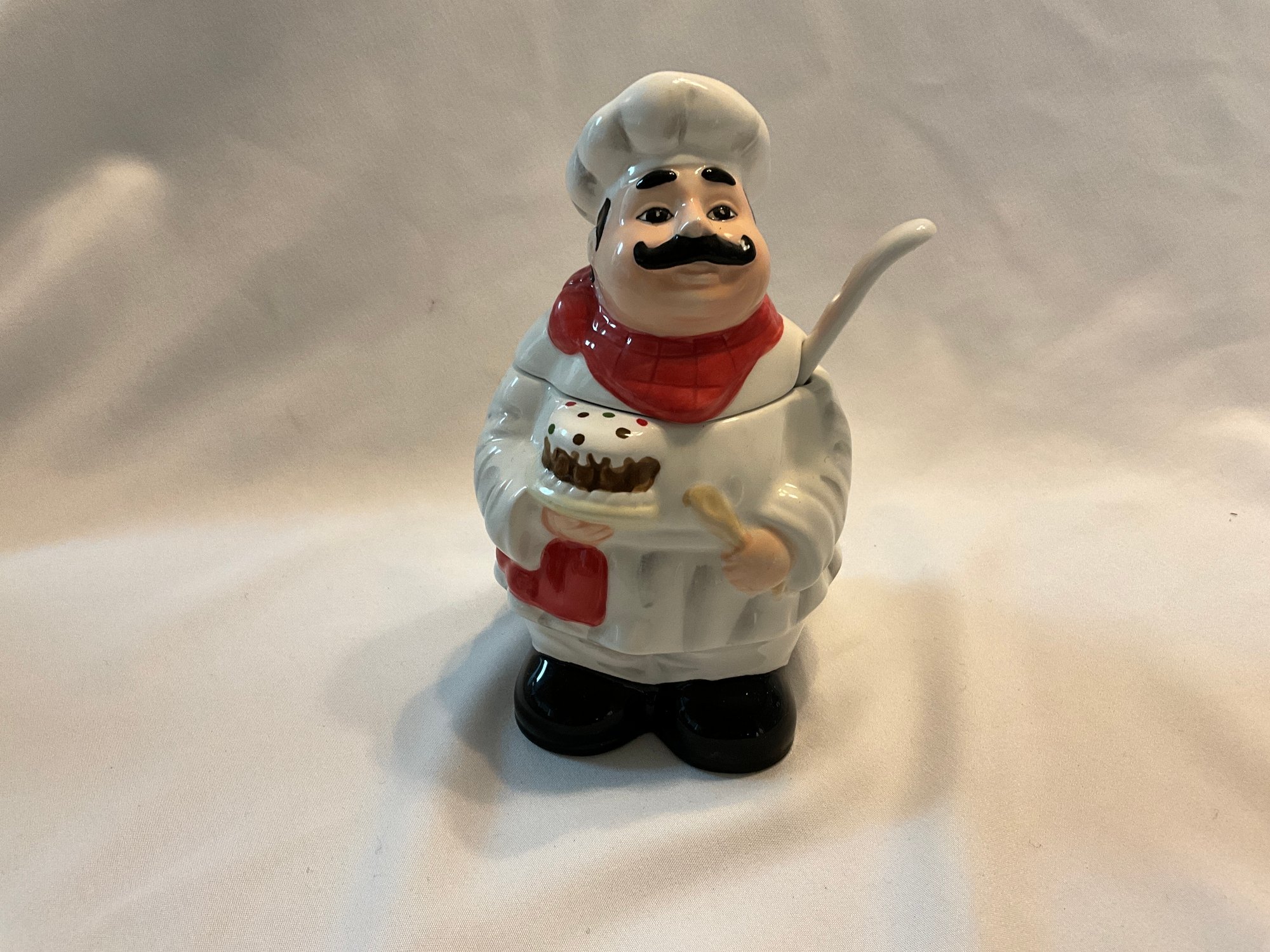 Young's Italian Fat Chef Sugar Grated Cheese Bowl With Spoon #15707 ...