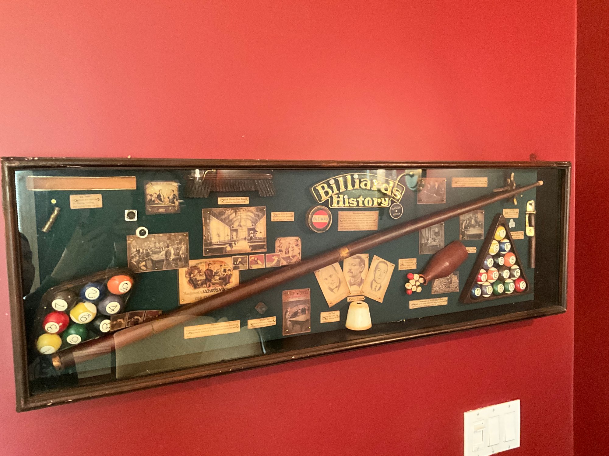 Billiards History Shadow Box Display Antique Billiards Memorabilia Wall ...