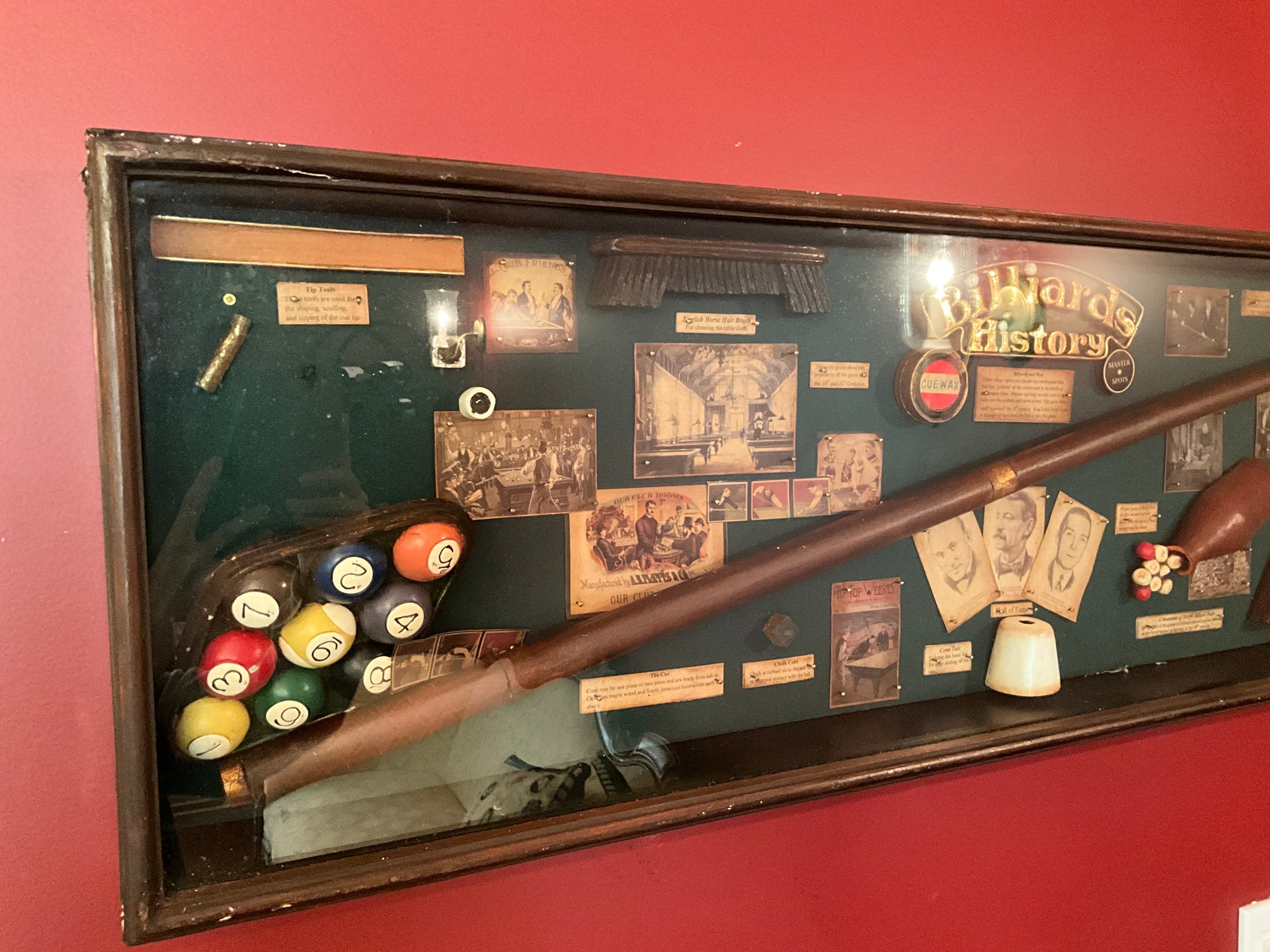 Billiards History Shadow Box Display Antique Billiards Memorabilia Wall ...