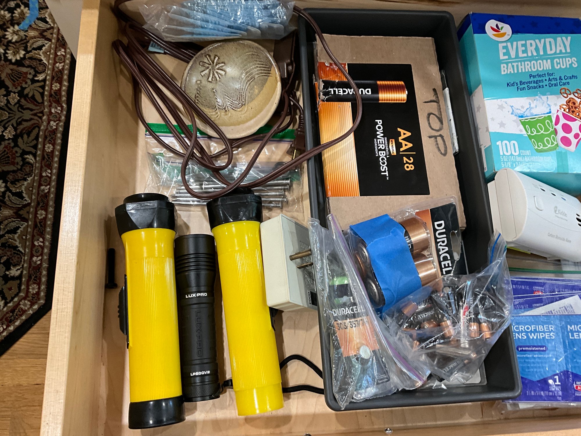 Awesome Junk Drawer Lot Batteries Flashlights Playing Cards Games And ...