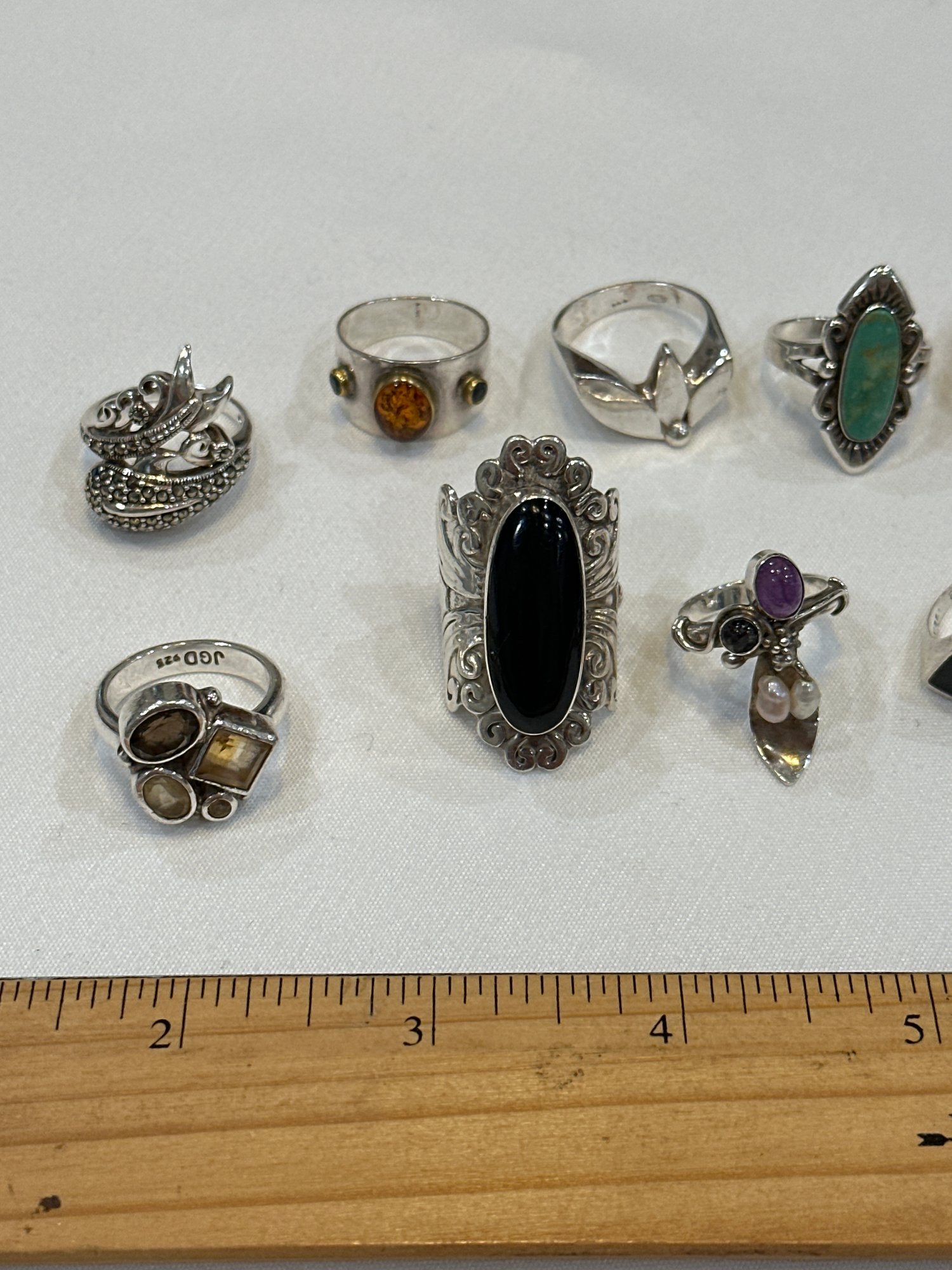 Estate Sale Jewelry Lot Ladies Sterling Silver Rings All Marked See All ...