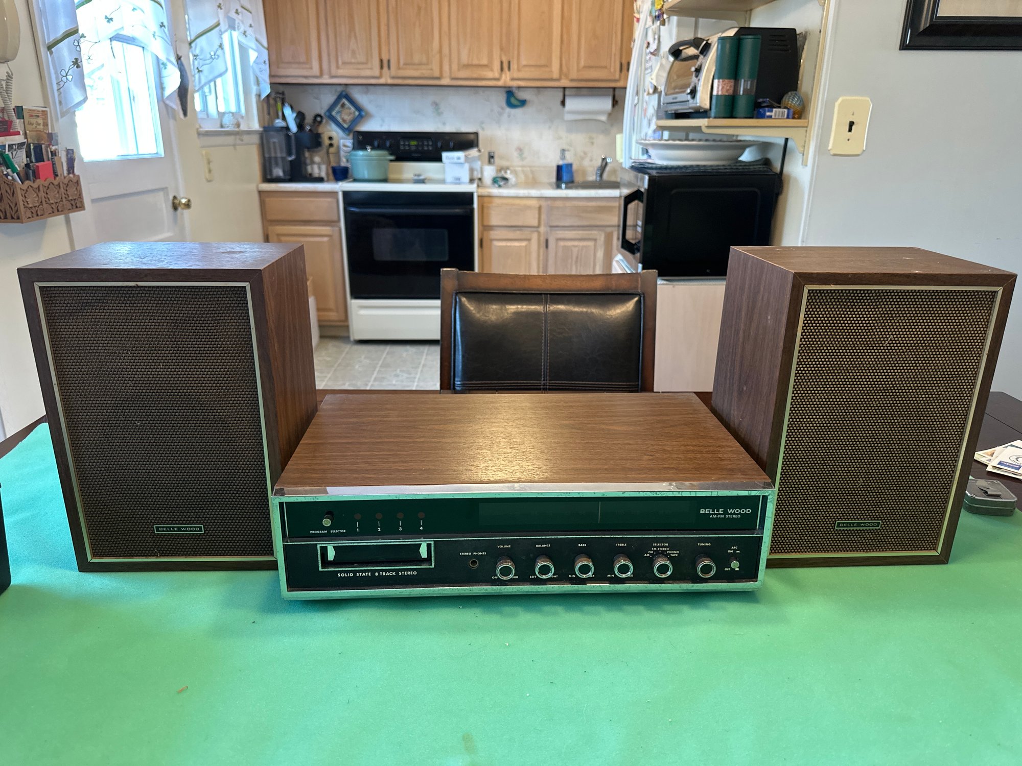 Vintage Belle Wood Am/FM 8 Track Stereo System With 12 Tapes In Carry ...