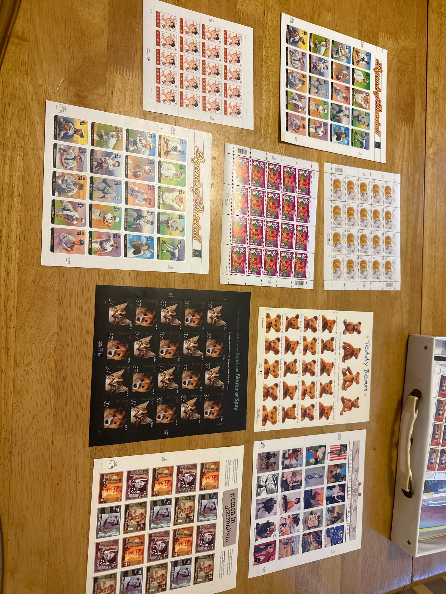 Lot Of Nine Sheets Of Commemorative US Postal Stamps From 2000 2001 And ...
