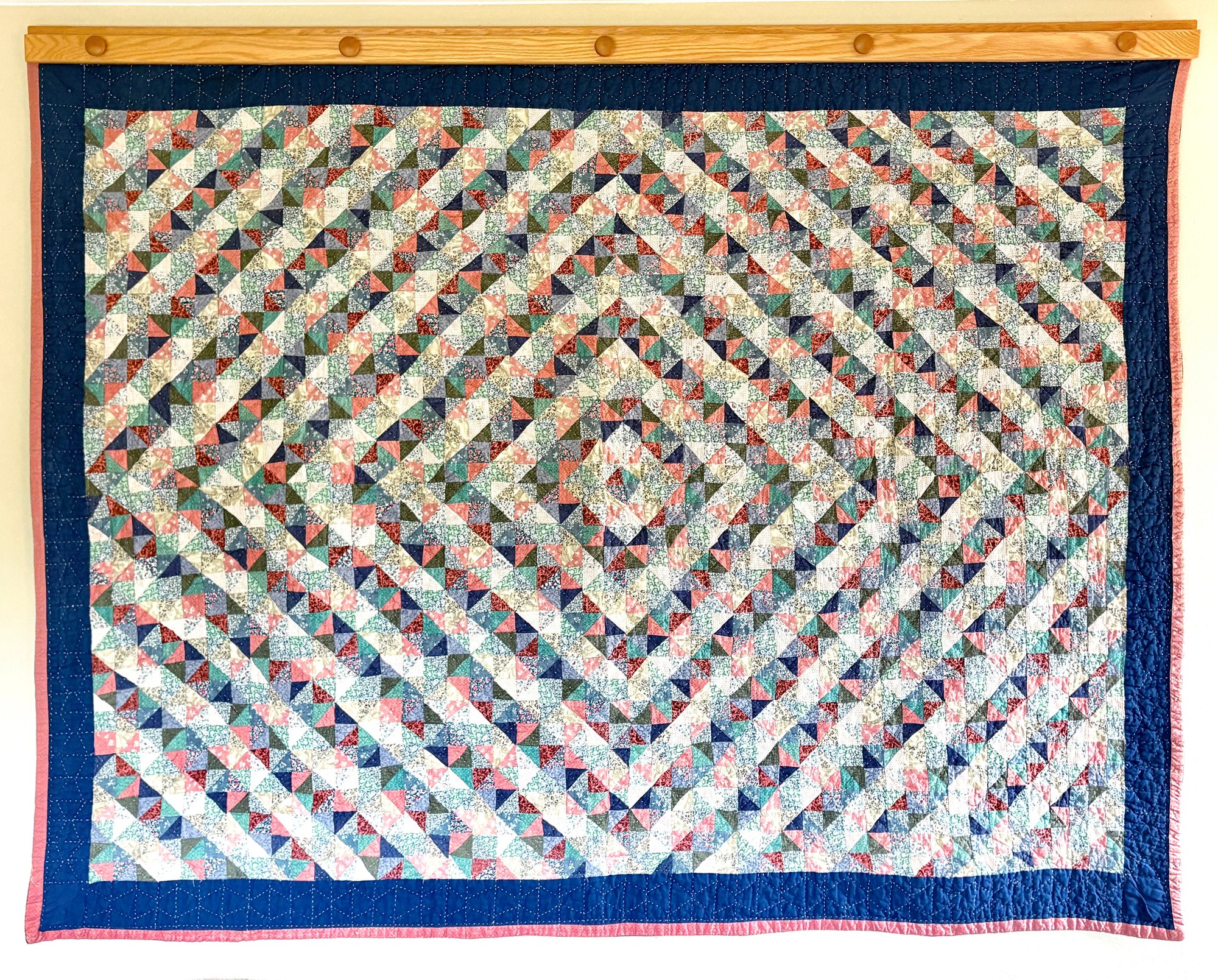Handmade Quilt With Wood Wall Hanging Bar #34102 | Auctionninja.com