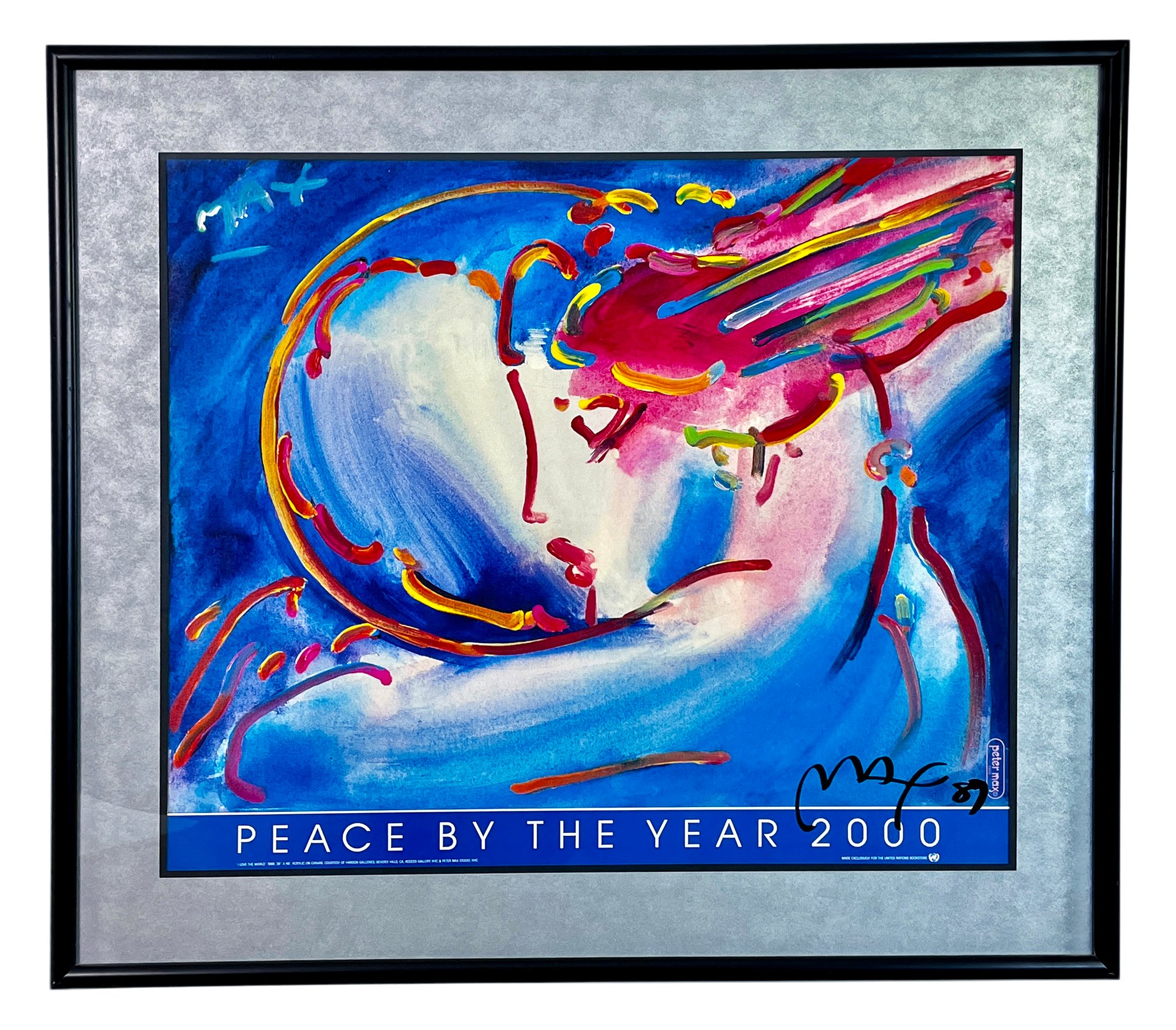 Signed Peter Max Lithograph 'I Love The World' #31680 | Auctionninja.com