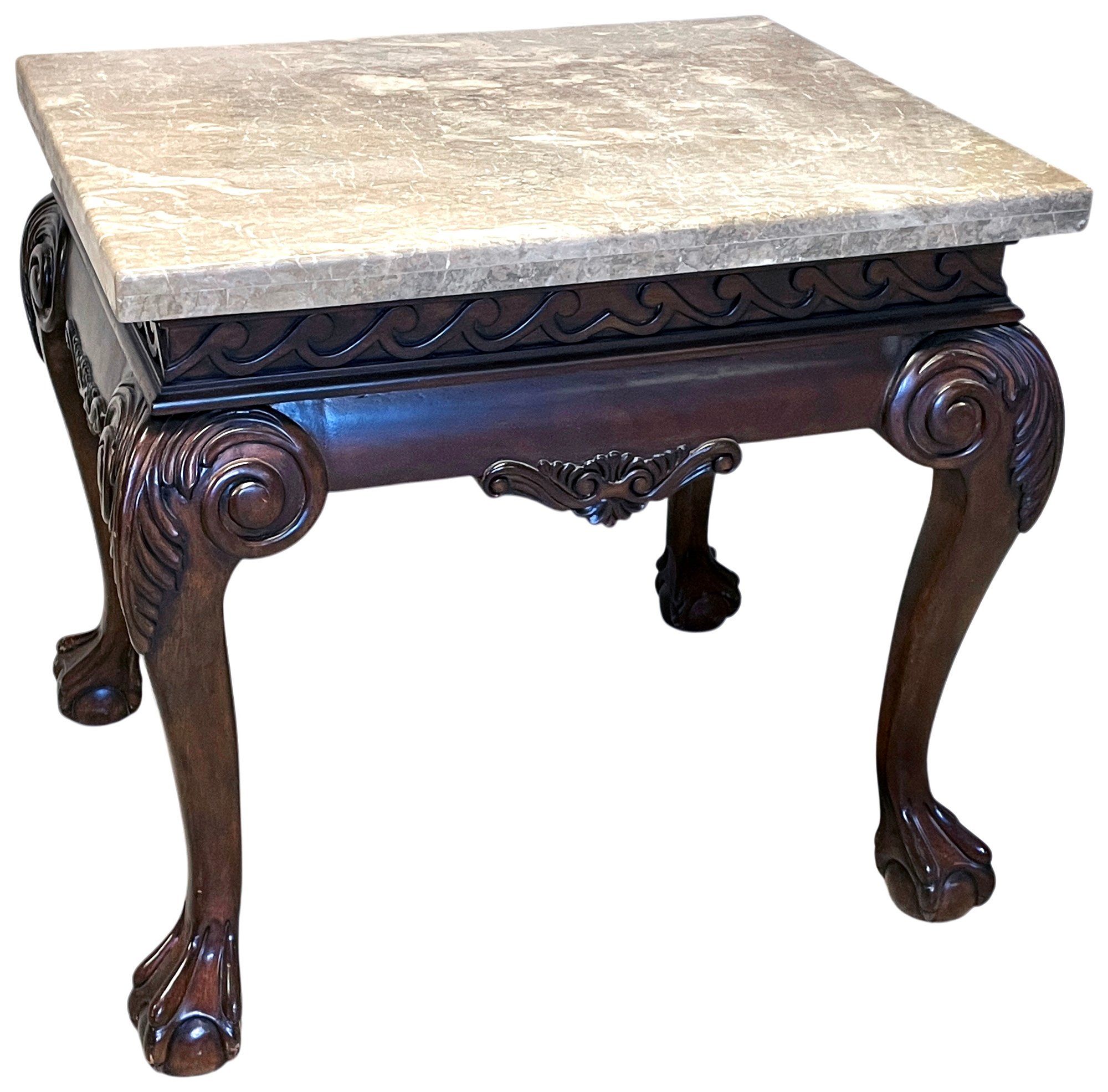Magnificent Marble Top Claw Foot Side Table #30025 | Auctionninja.com
