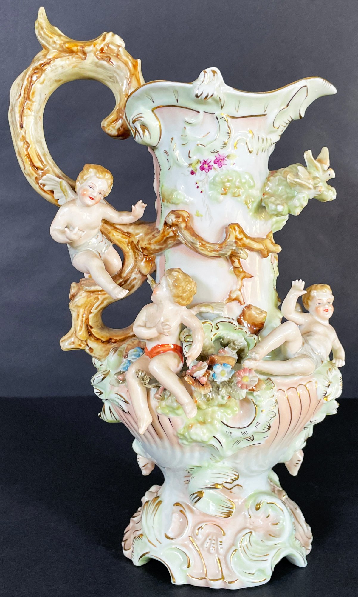 Stunning Antique Porcelain Cherub Pitcher With Crossed Arrows Hallmark ...