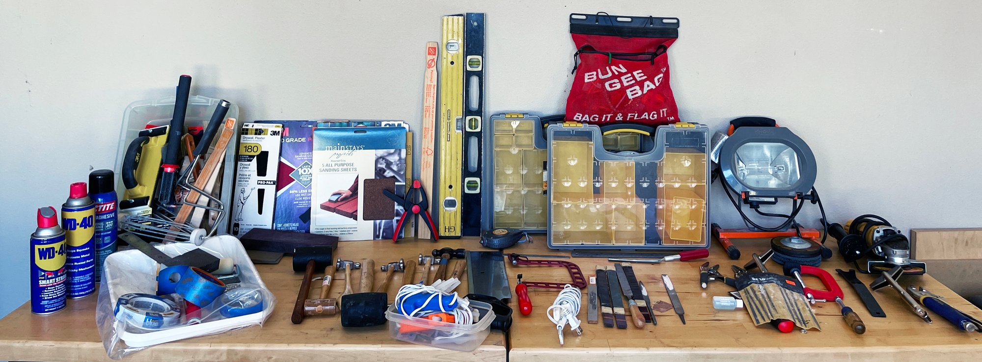 Large Lot Of Tools Including DeWalt Angle Grinder, Halogen Light, Hand ...