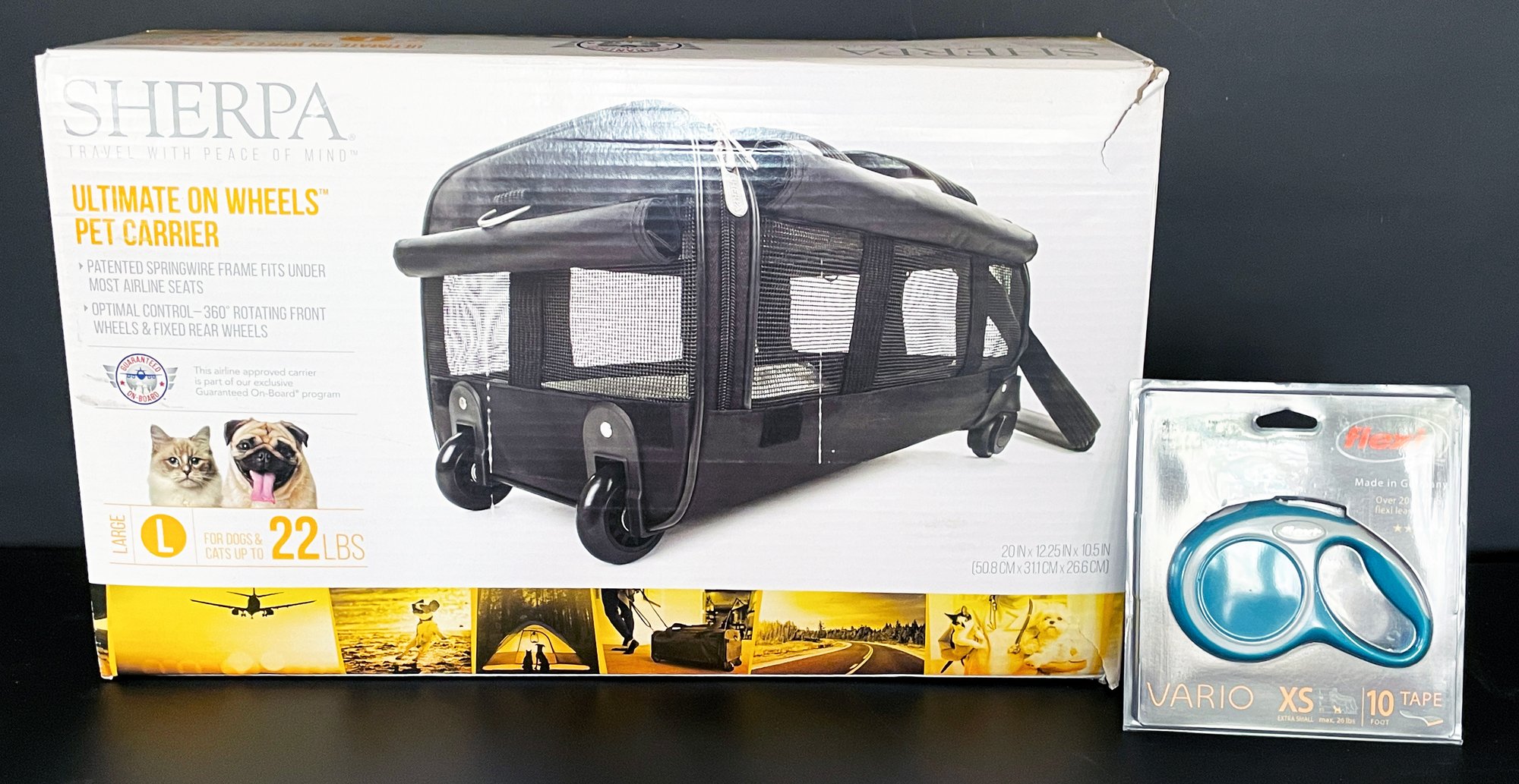 Sherpa On Wheels Pet Carrier In Box With New Retractable Dog Leash ...