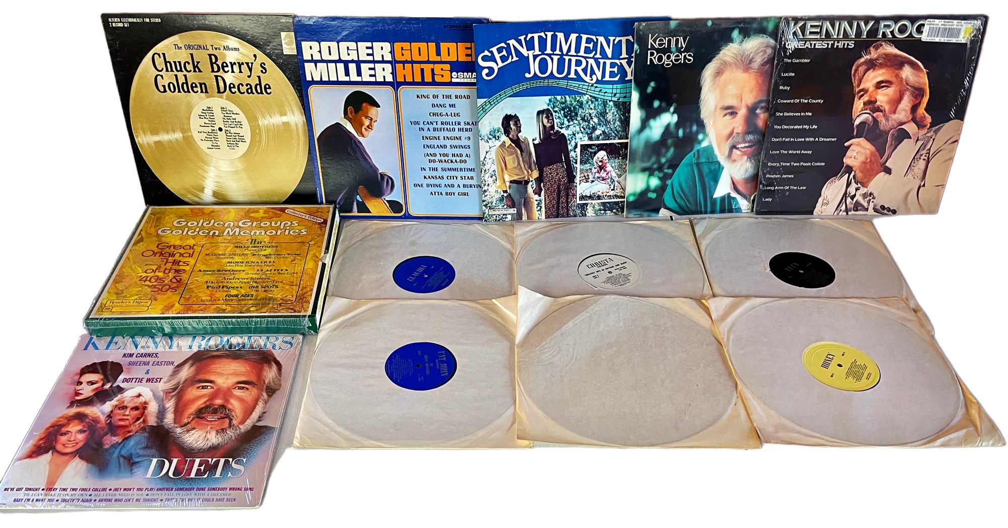 20 Vinyl Records Including Kenny Rogers, Chuck Berry, Roger Miller, Fat ...